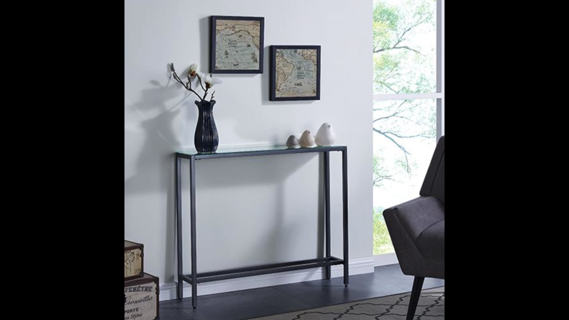 Waxholme Narrow Mini Console Table With Mirrored Top - Transitional ...