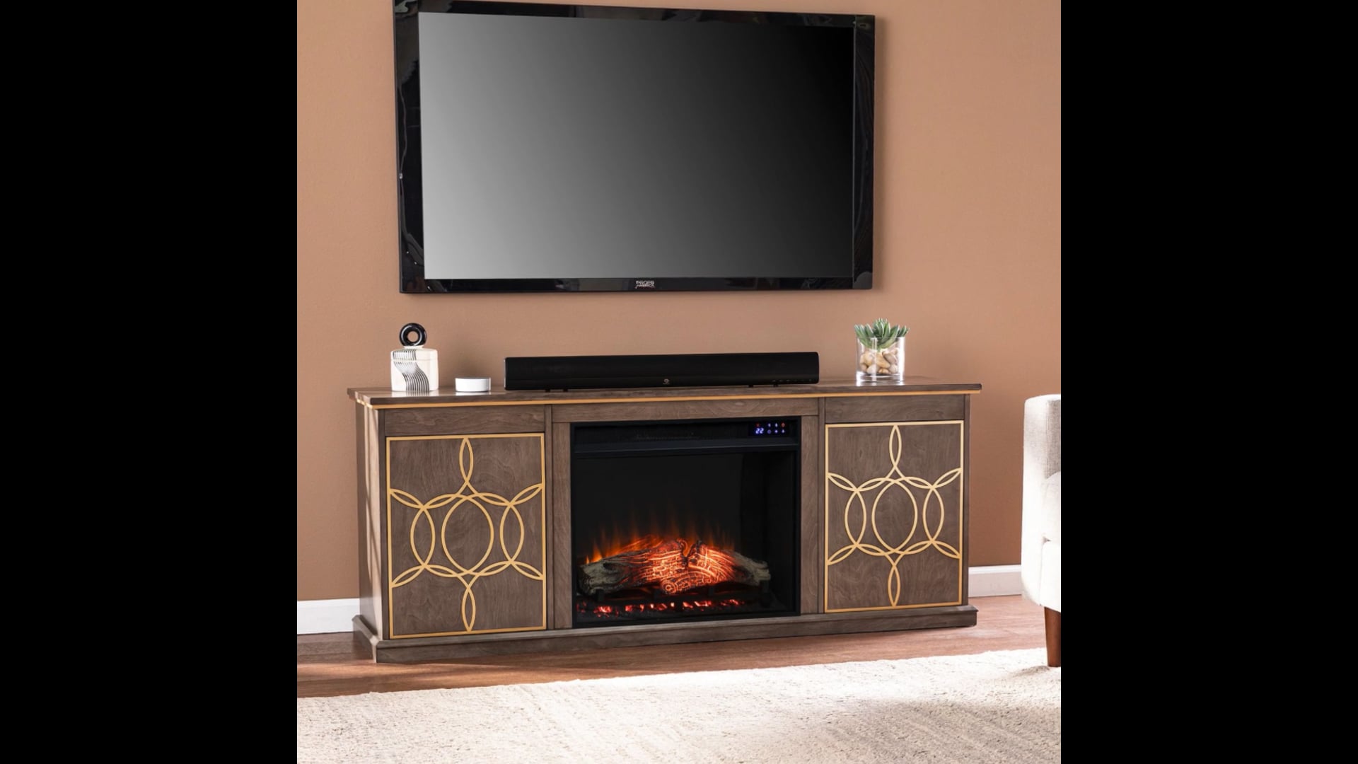 Bolton Touch Screen Electric Fireplace Console With Media Storage ...