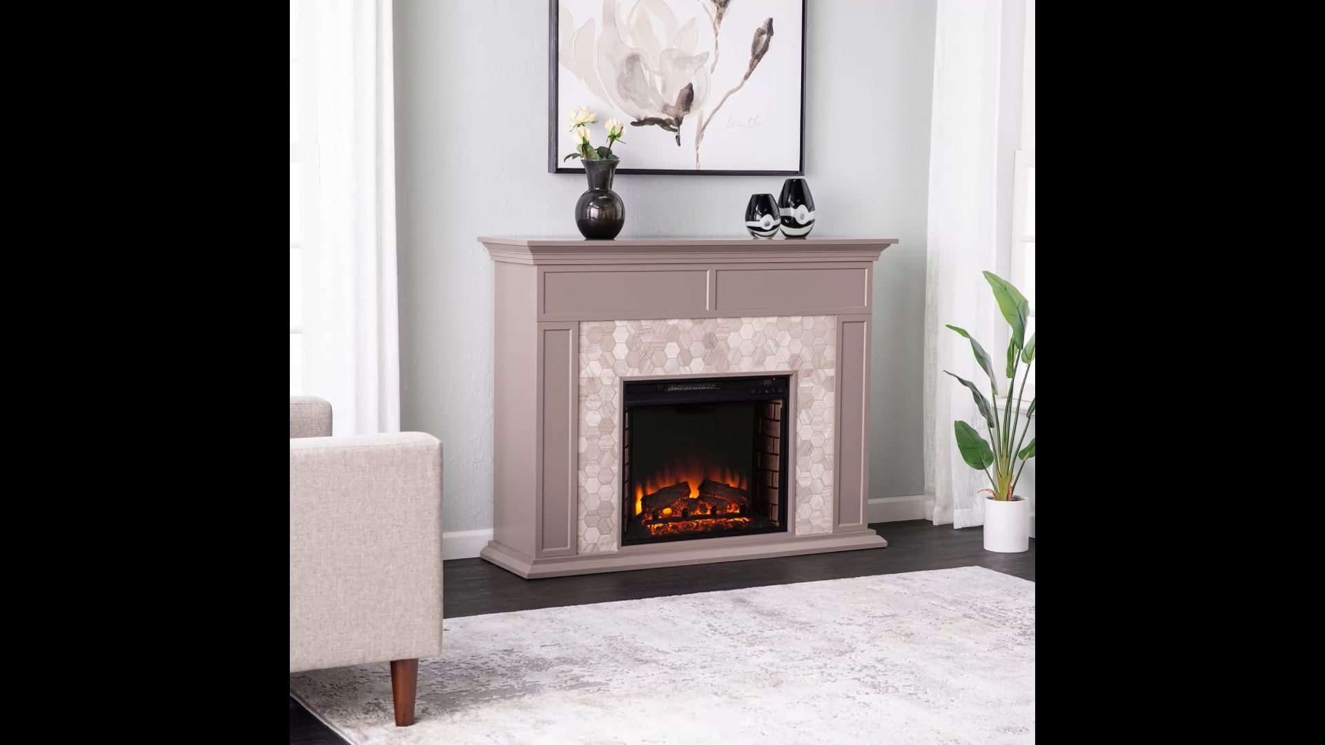 Torron Marble Tiled Electric Fireplace - Traditional - Indoor ...