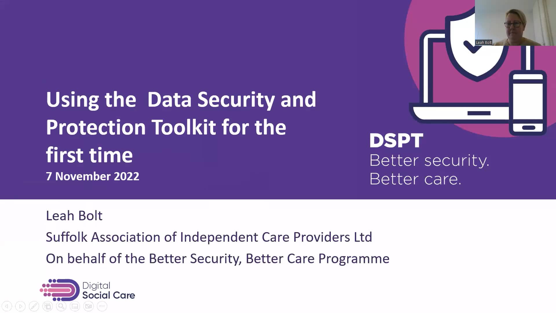 Using the DSPT for the first time - Webinar 07 November 2022 on Vimeo