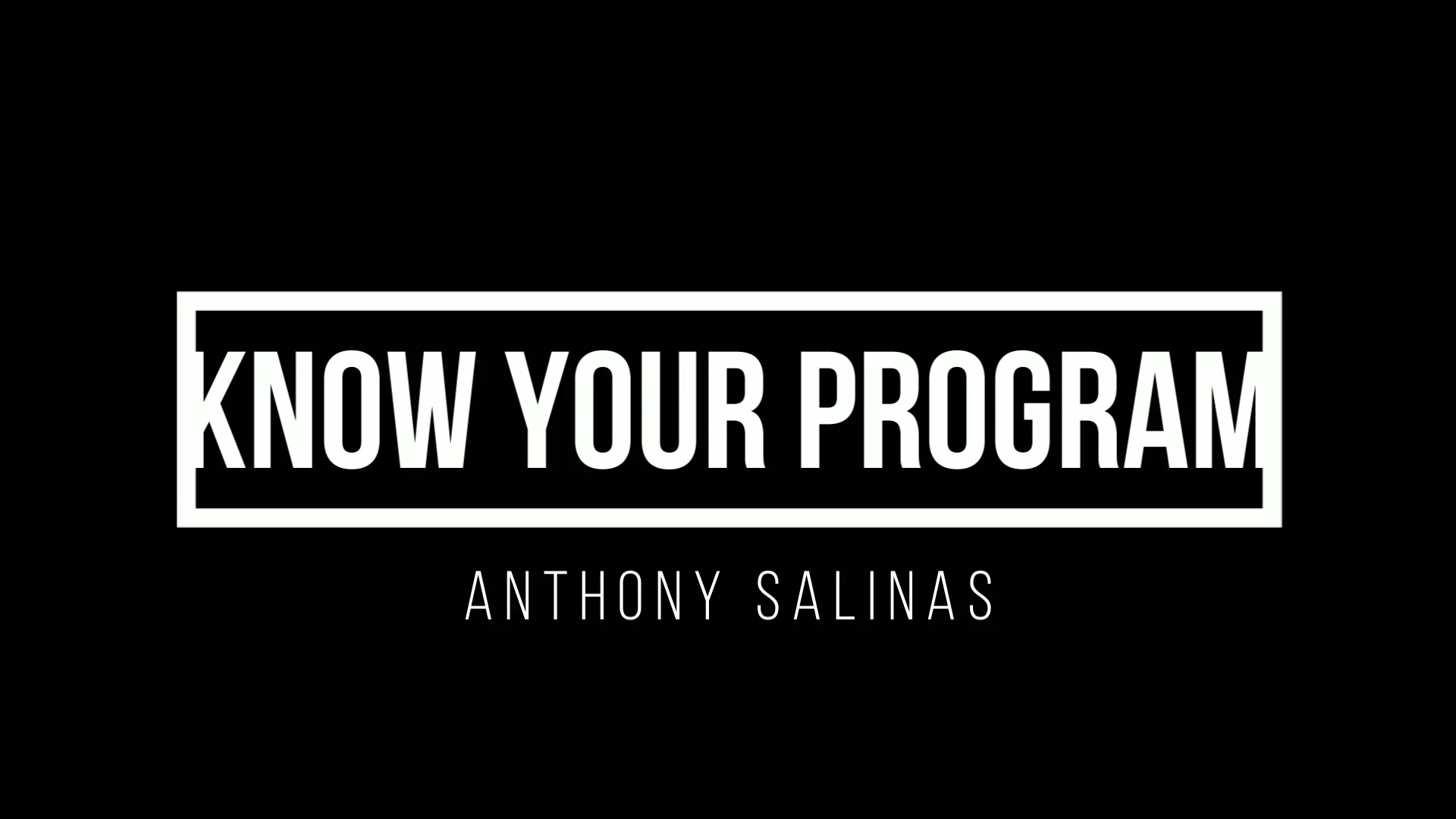 3.2 Know Your Program on Vimeo