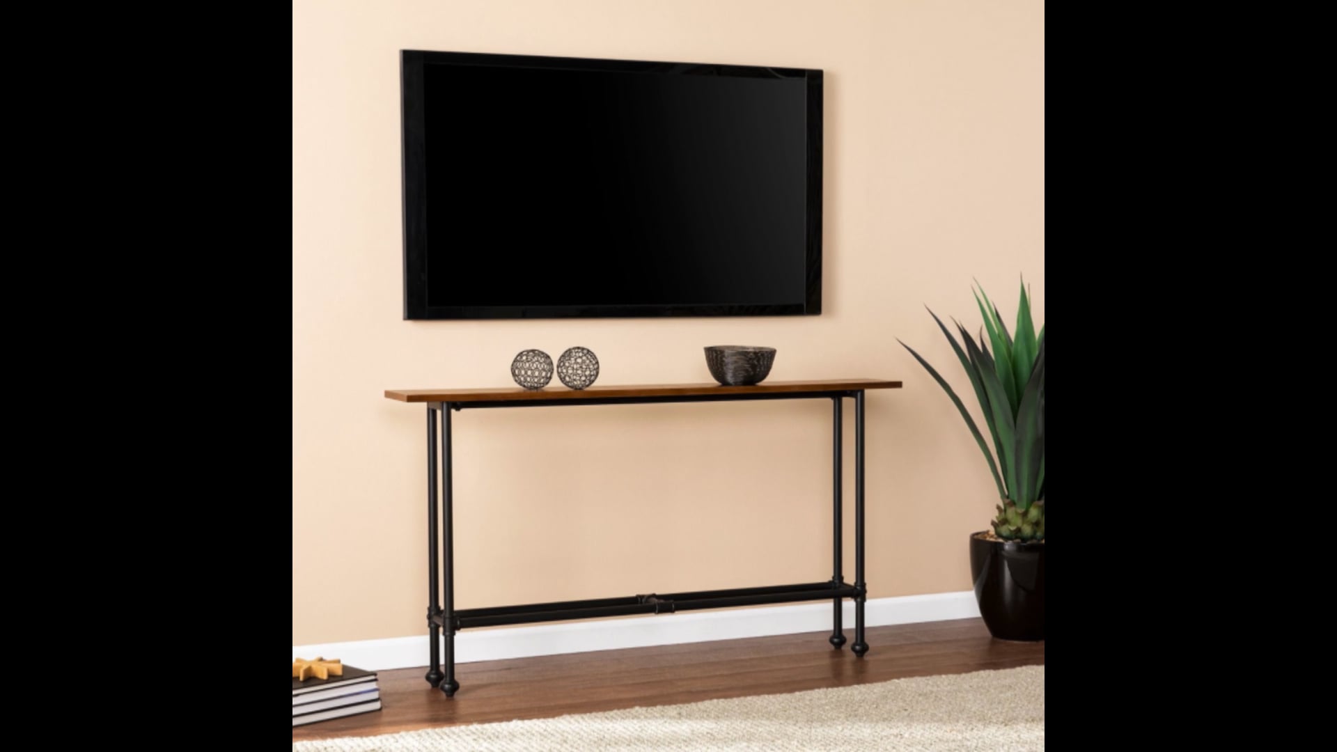 Daveeda Console Table, Black With Espresso - Industrial - Console ...