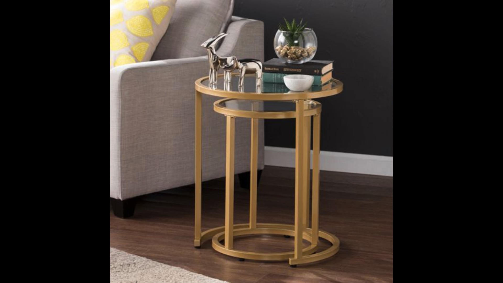 Hannon Glam Nesting Side Tables, Gold, 2-Piece Set - Contemporary ...