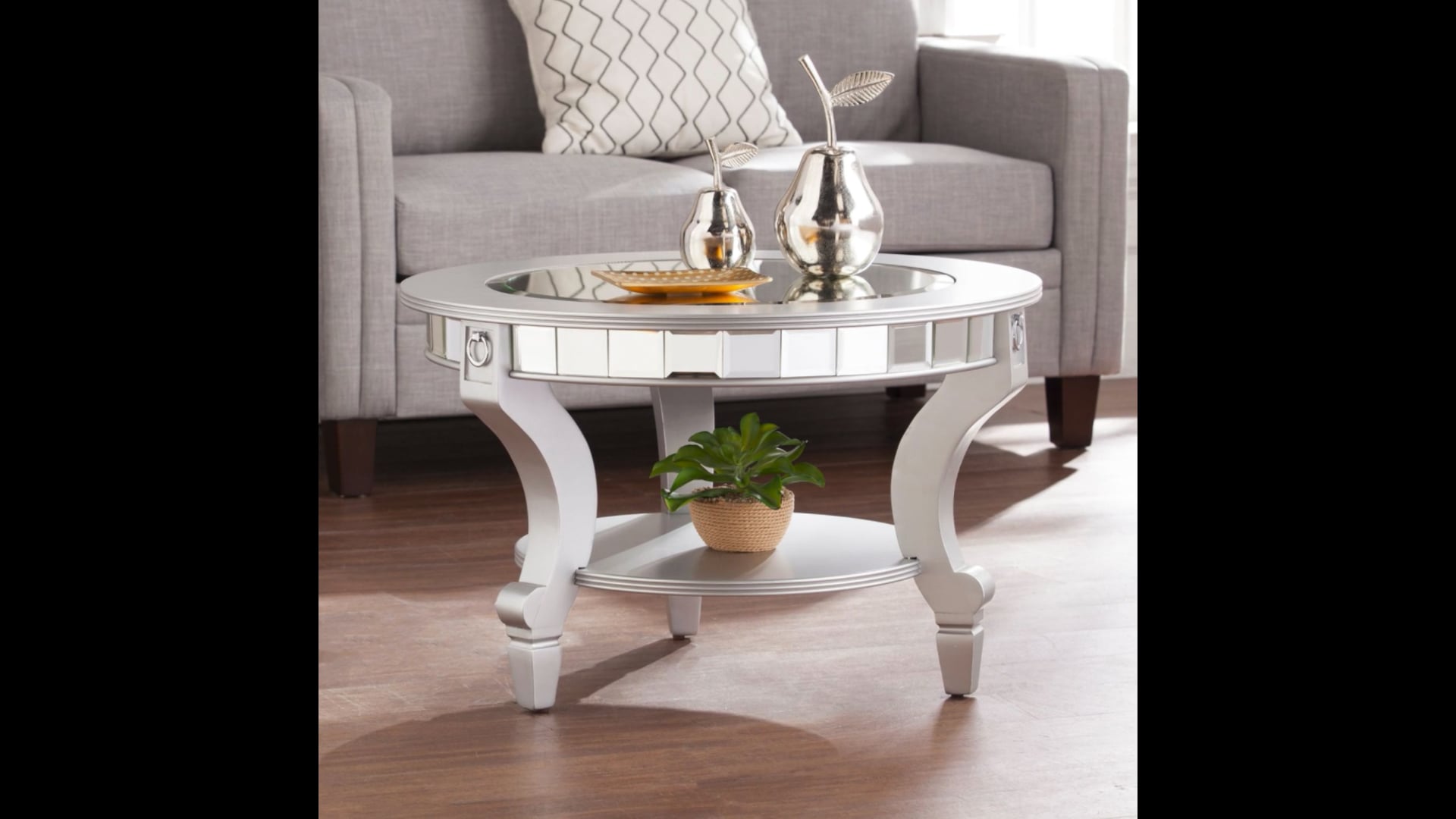 Scottsdale Glam Mirrored Round Cocktail Table - Transitional - Coffee ...