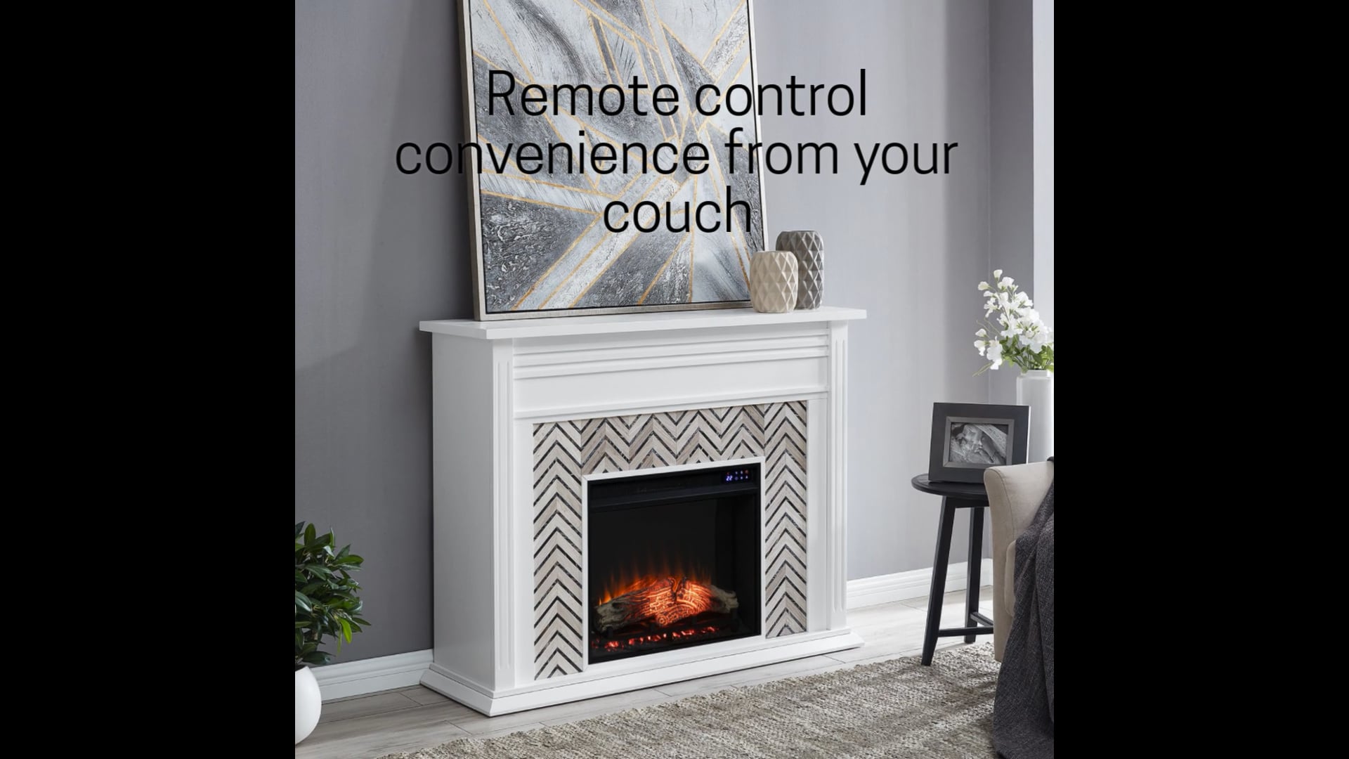Rosedale Tiled Marble Electric Fireplace - Transitional - Indoor ...