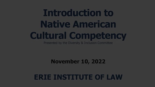 Watch #2449 Introduction to Native American Cultural Competency Online ...