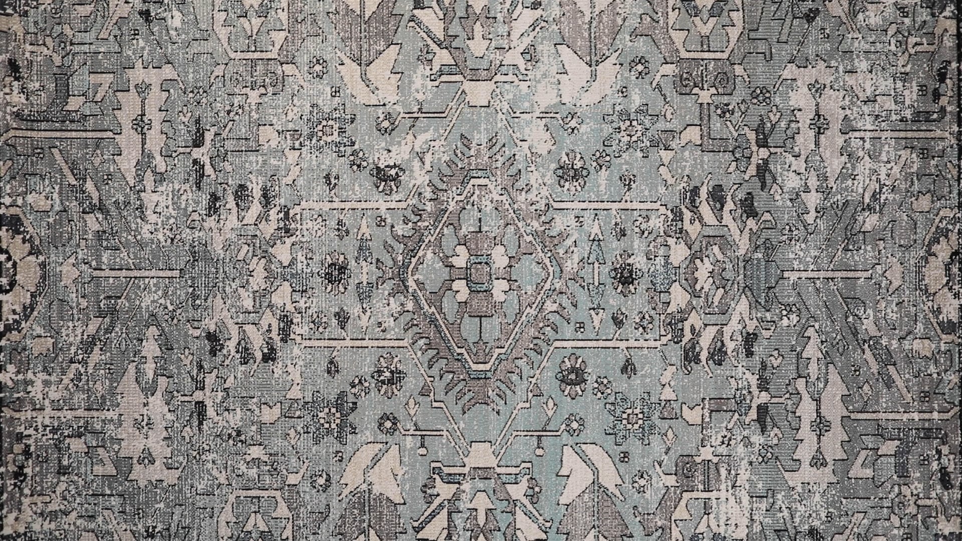 Ansilar Indoor and Outdoor Medallion Blue and Gray Area Rug, 8'10"x12 ...