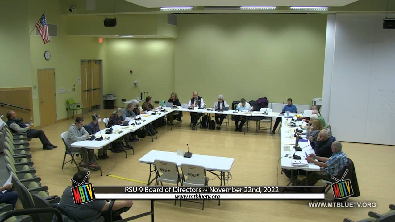 RSU 9 Board of Directors Meeting - November 22nd, 2022 on Vimeo