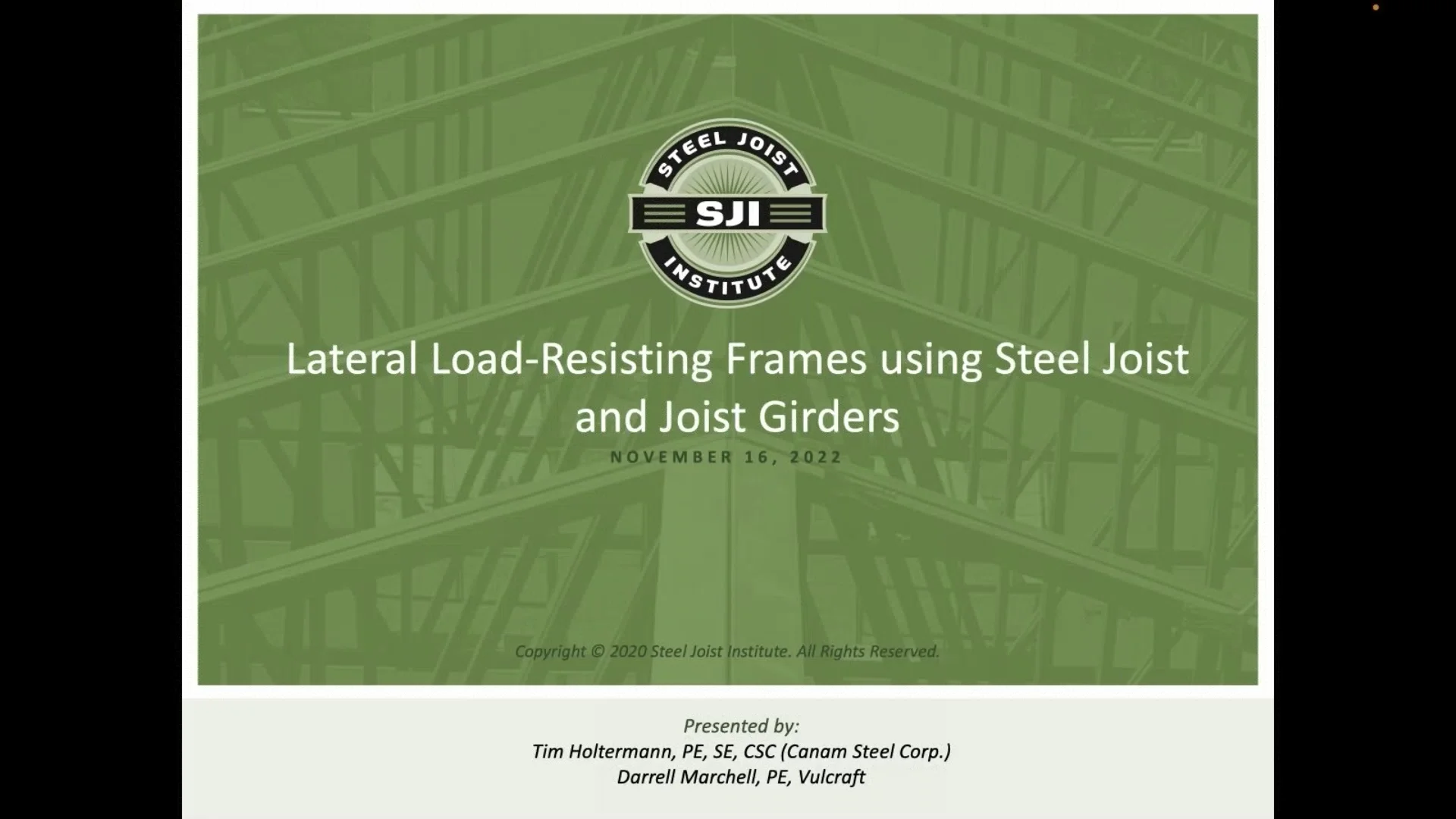 Lateral Load Resisting Frames Using Steel Joists and Joist Girders ...