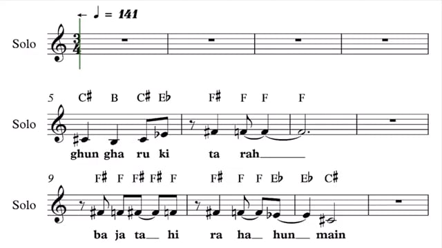 Ghungroo Ki Tarah Bajta Hi Raha: Keyboard Notations Tutorial on Vimeo