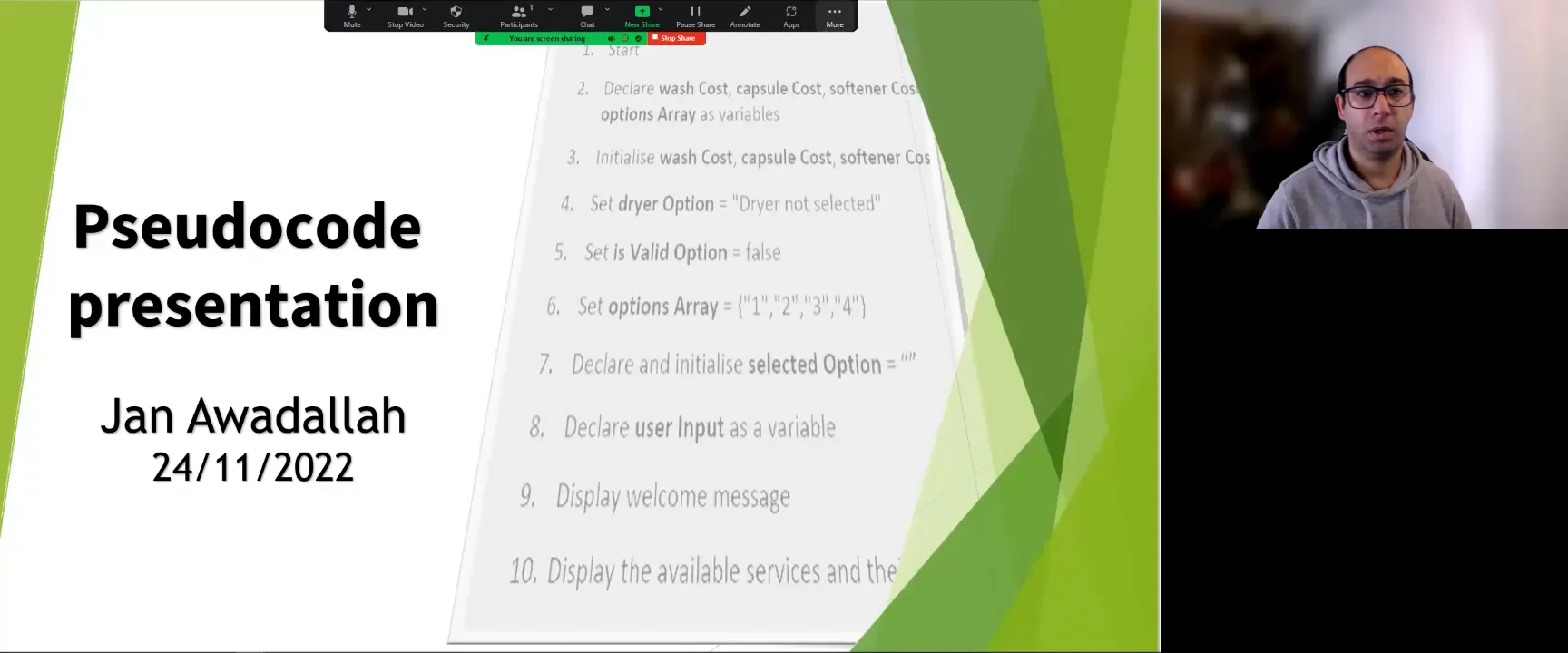 Pseudocode presentation on Vimeo