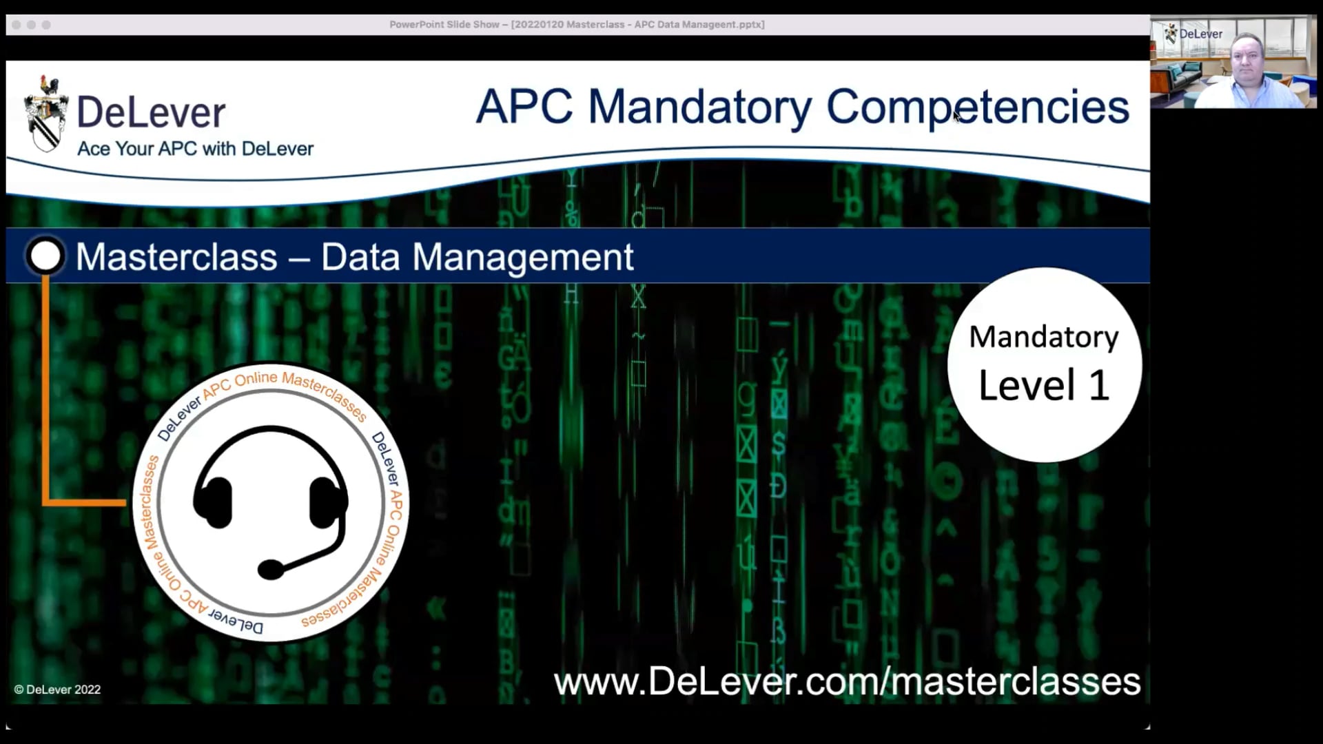 Watch DeLever APC Masterclass: Mandatory Competency - Data Management ...