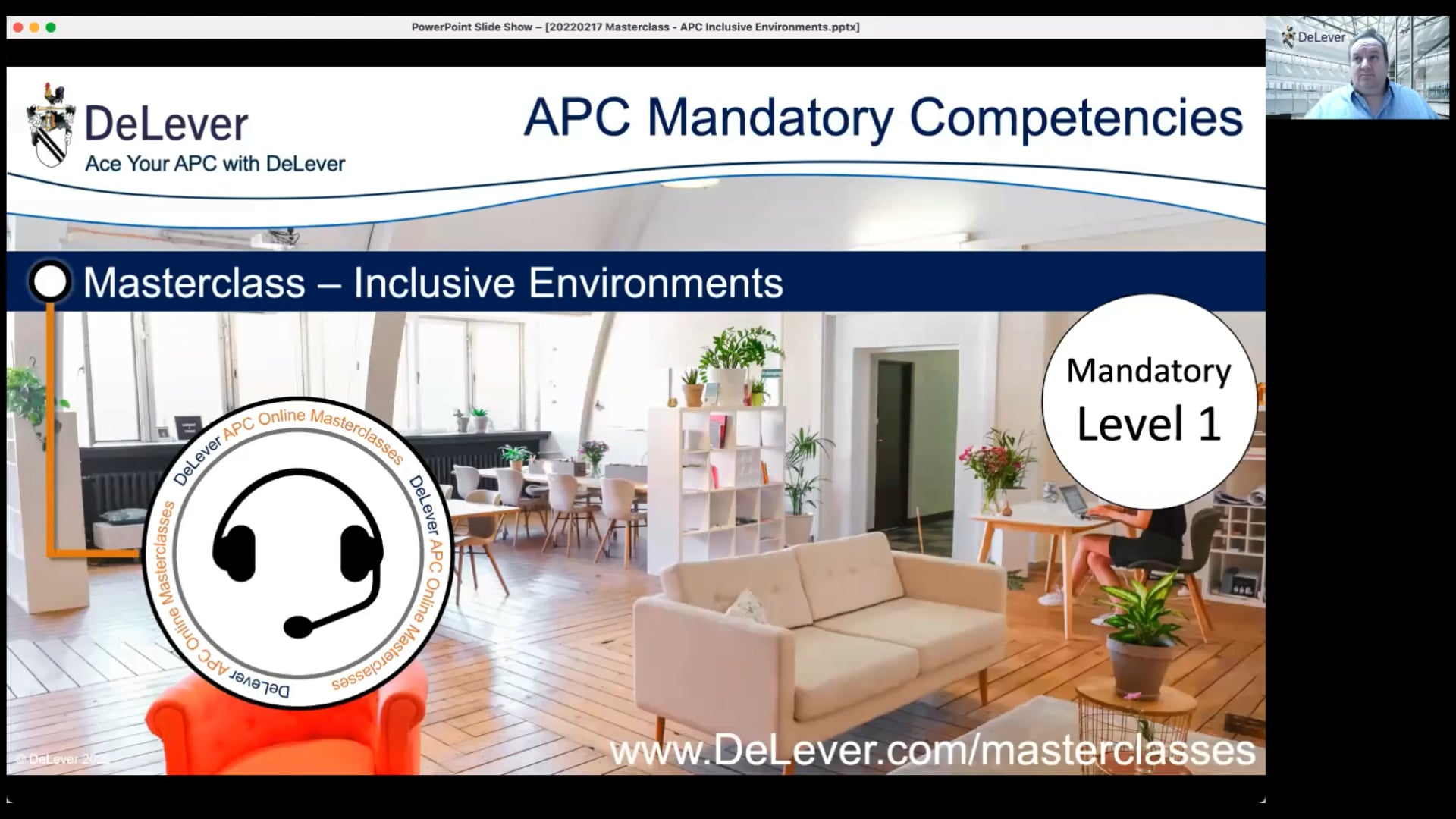 Watch DeLever APC Masterclass: Mandatory Competency - Inclusive Environments (7 days) Online ...