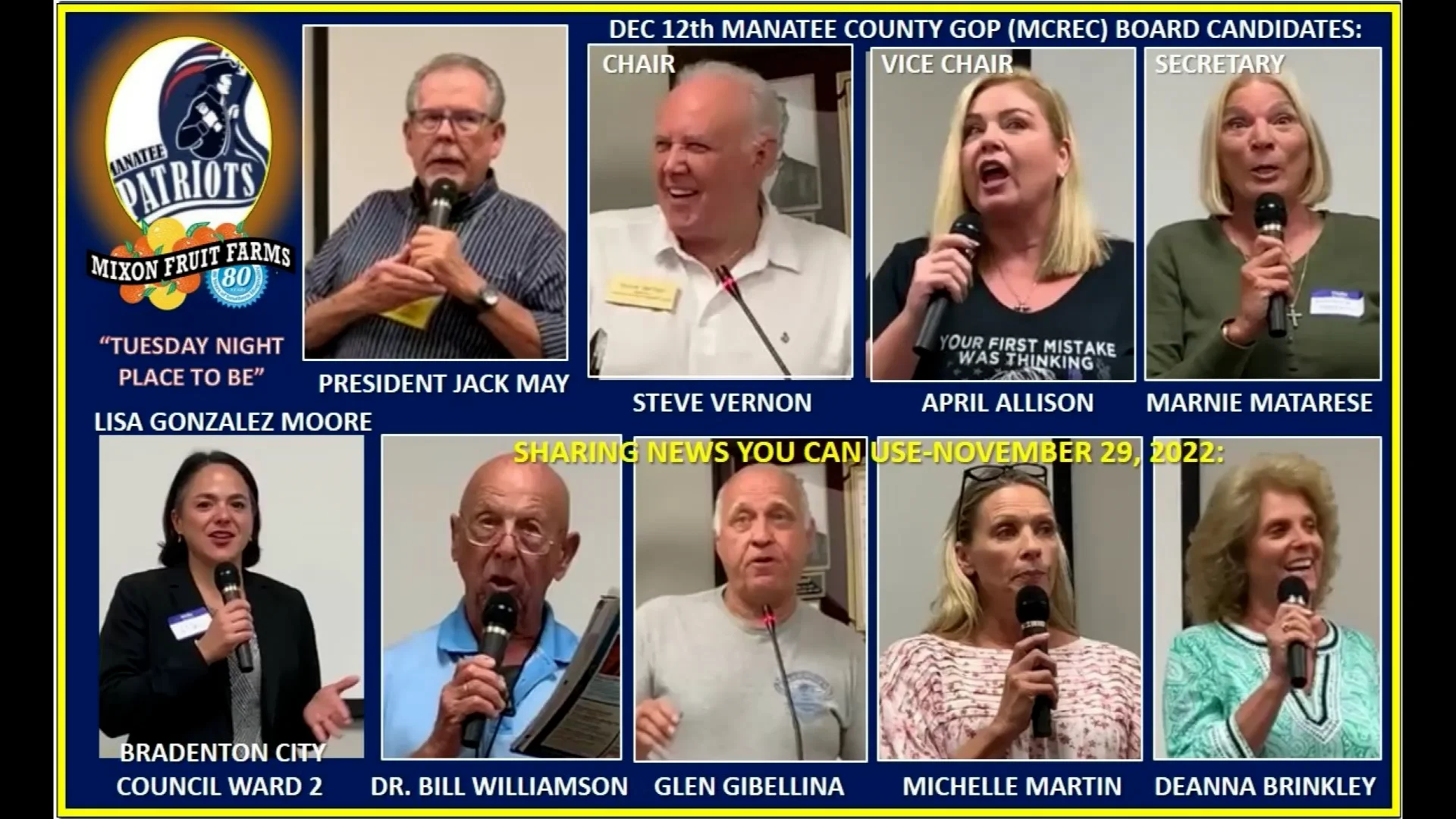 MANATEE PATRIOTS WKLY NOV 29 2022.mp4 on Vimeo
