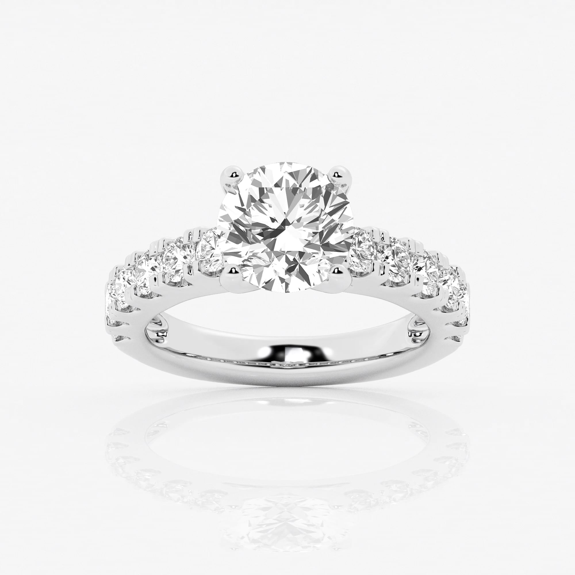 3 1/2 ctw Round Lab Grown Diamond Engagement Ring with Split Prong Side ...