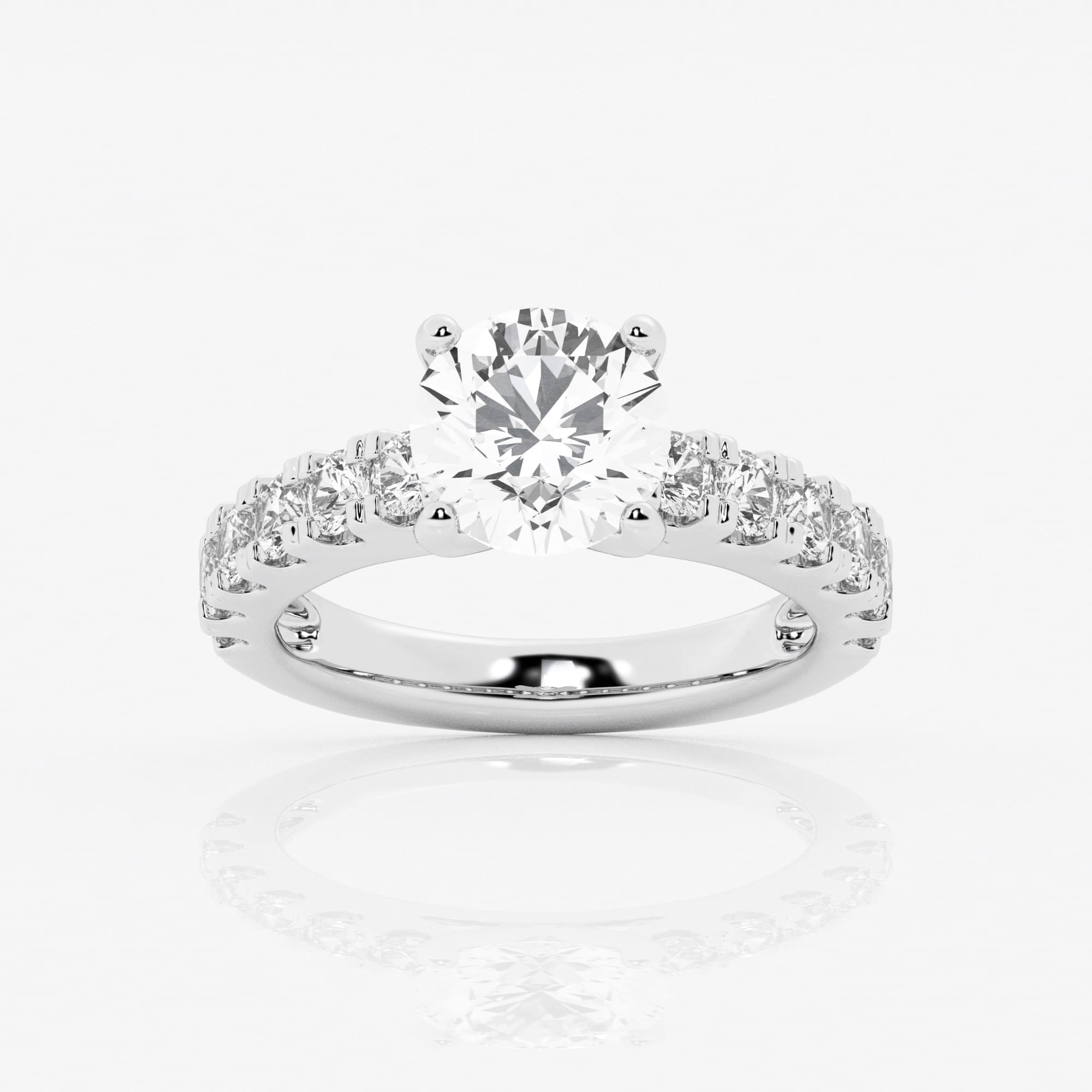 3 1/2 ctw Round Lab Grown Diamond Engagement Ring with Split Prong Side ...