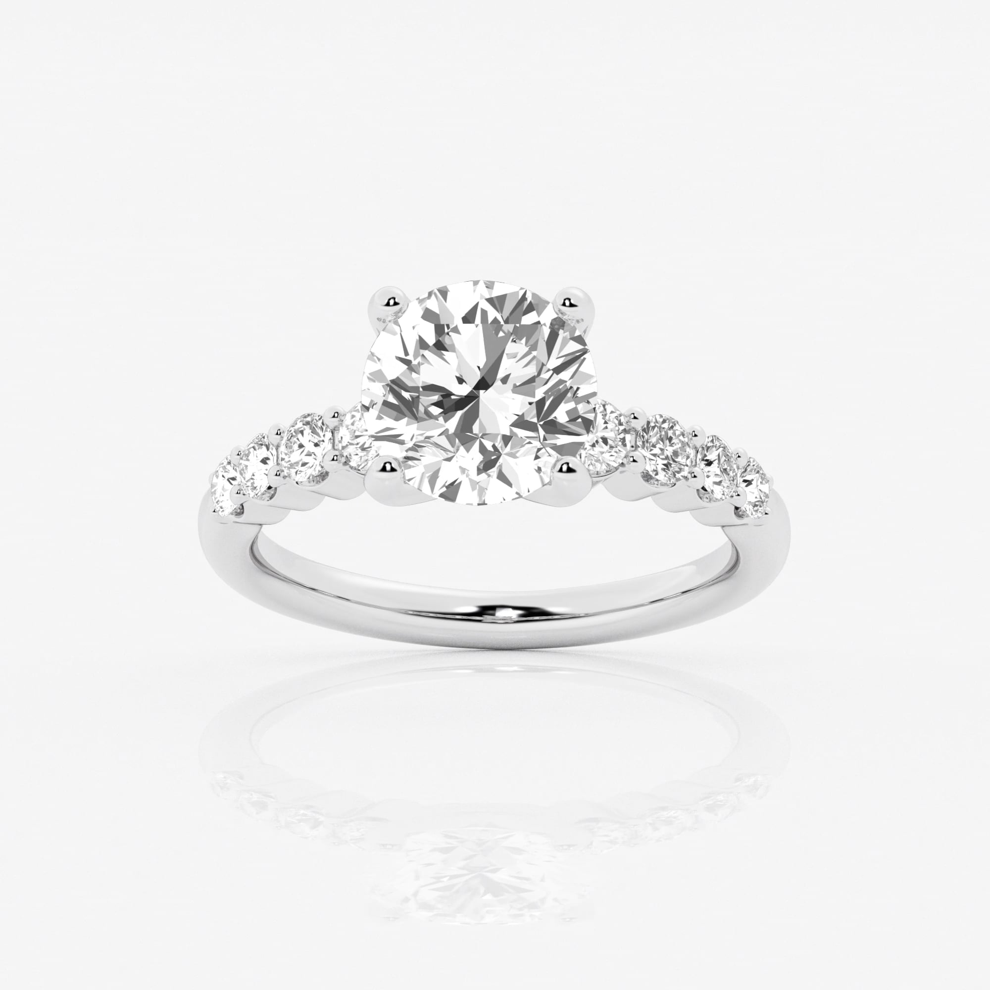 3 ctw Round Lab Grown Diamond Graduated Engagement Ring - Grownbrilliance