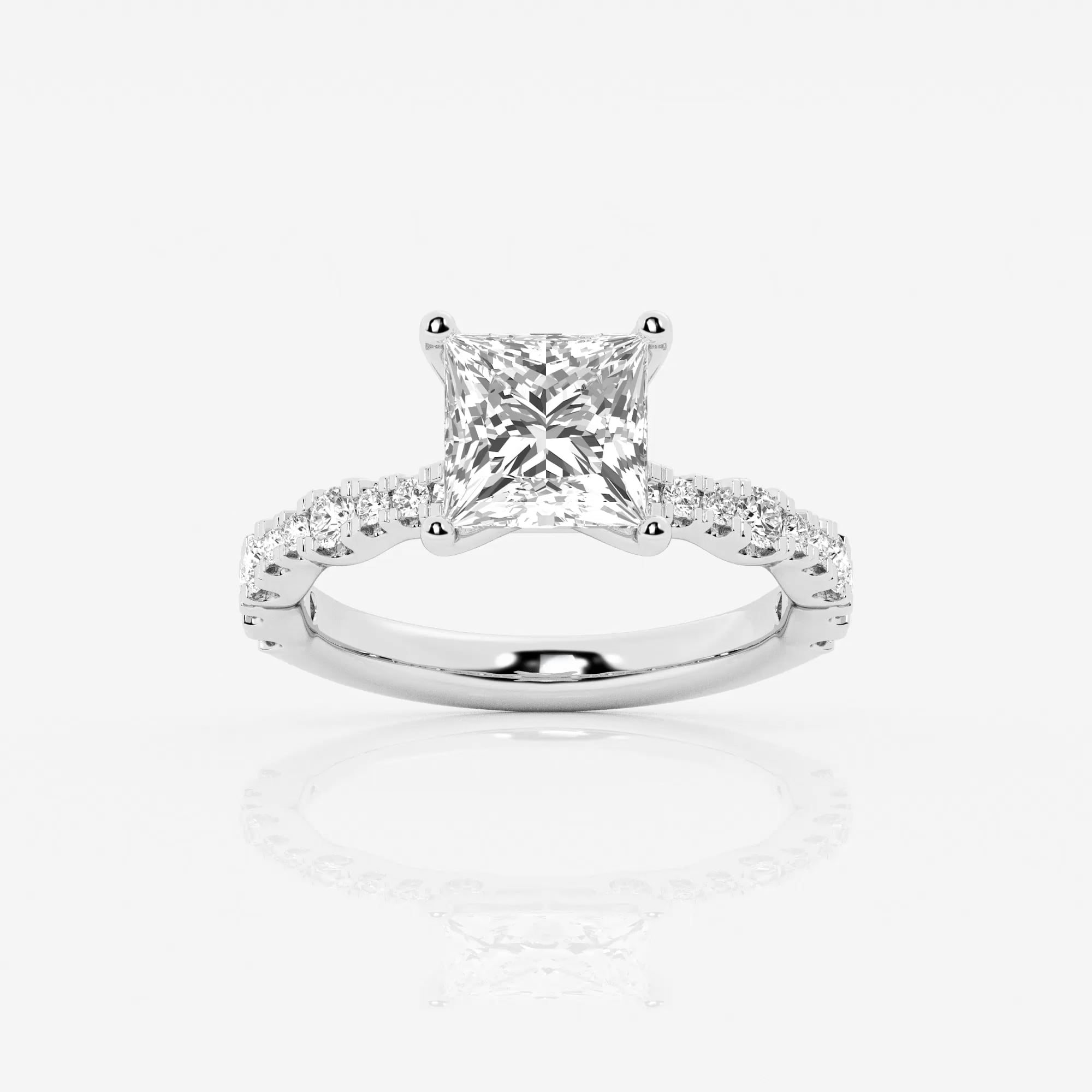3 ctw Princess Lab Grown Diamond Station Engagement Ring - Grownbrilliance