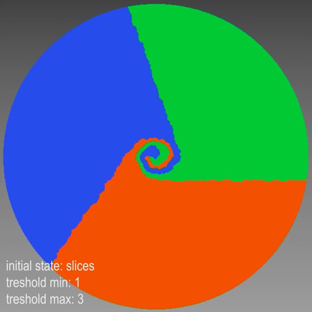 TyFlow "Rock Paper Scissors" cellular automata