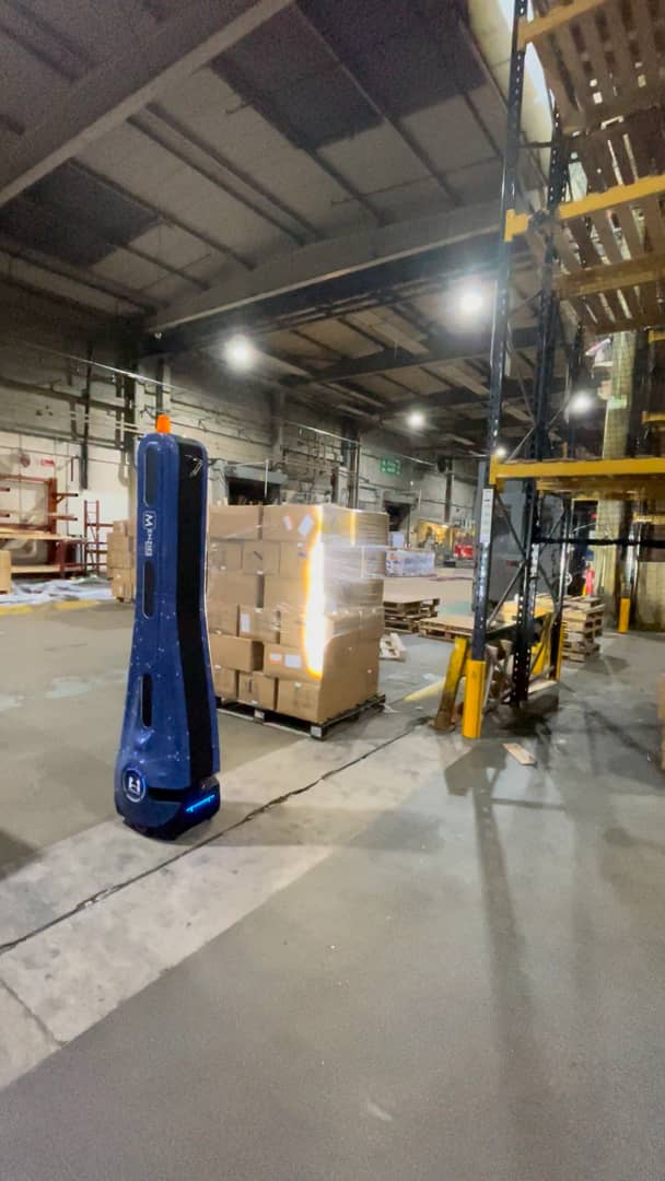Mimi, Dexory's autonomous robot, in the Menzies Aviation warehouse on Vimeo