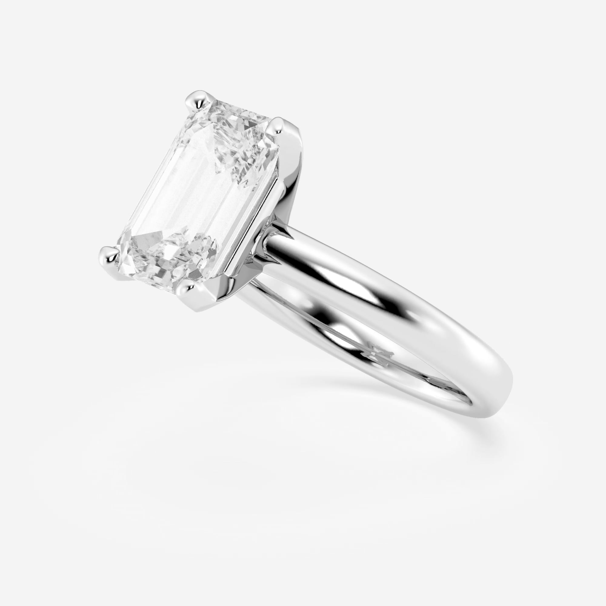 4 ctw Emerald Lab Grown Diamond Classic Solitaire Engagement Ring ...