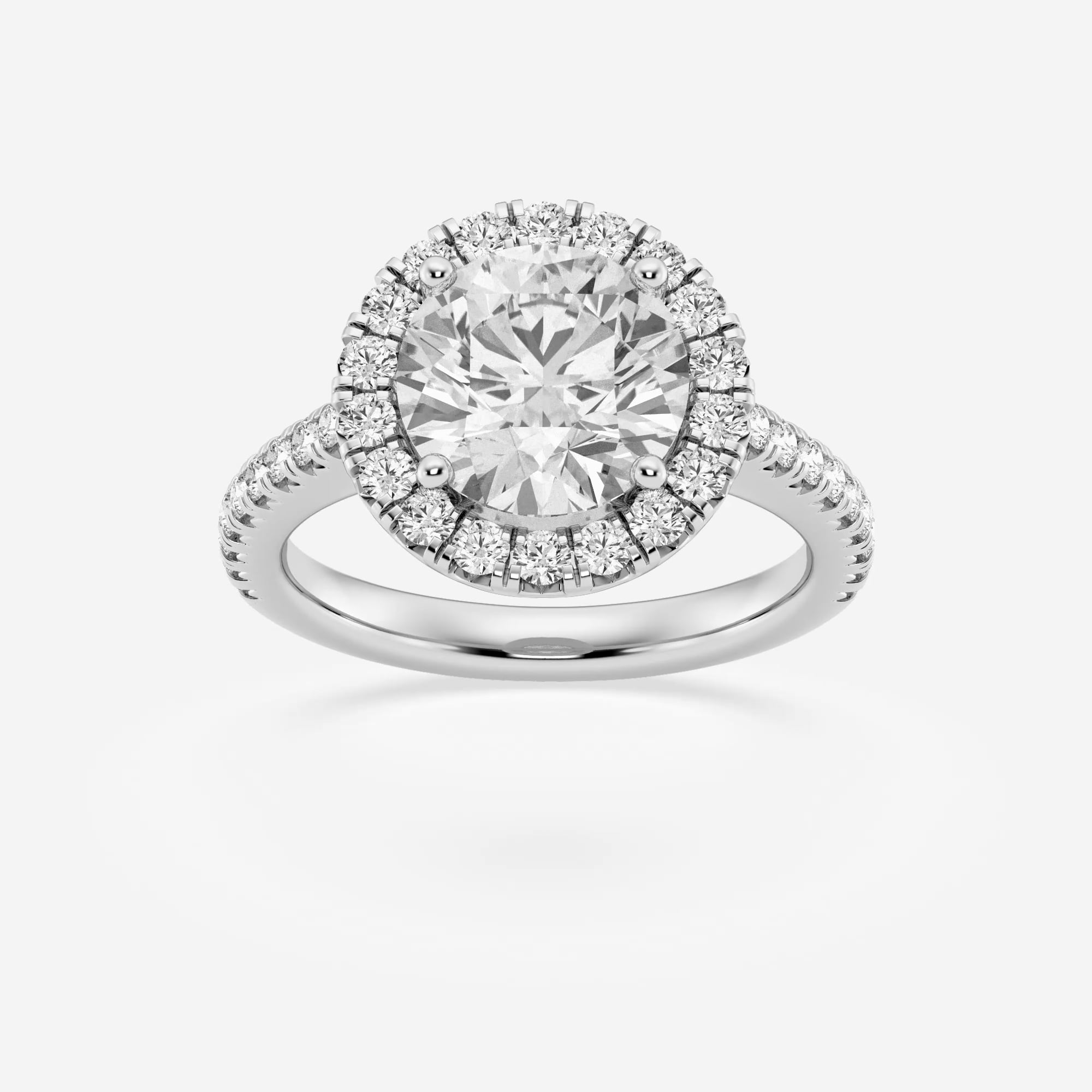 3 2/3 ctw Round Lab Grown Diamond French Pave Halo Engagement Ring - Grownbrilliance