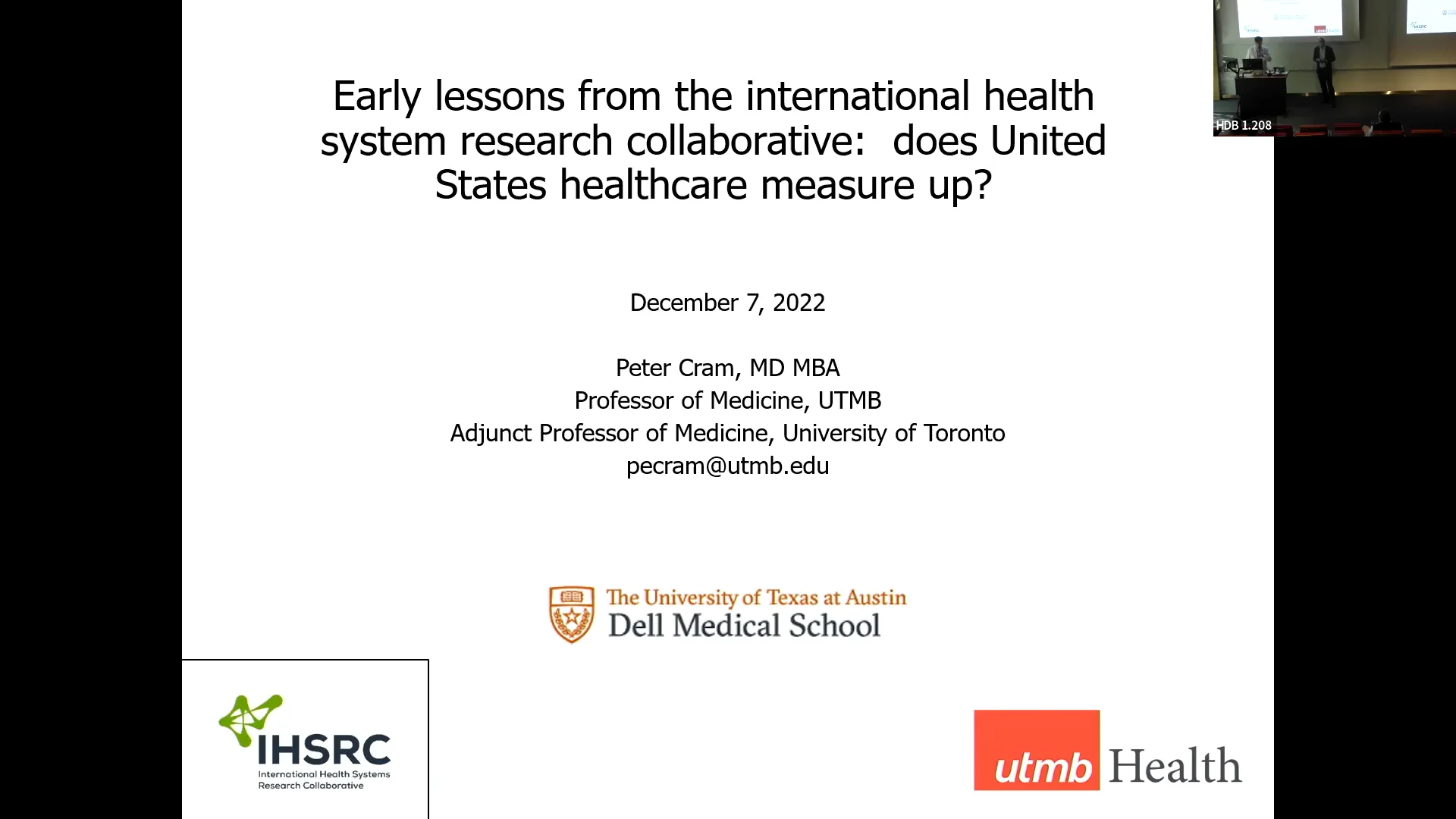 Internal Medicine Grand Rounds — Peter Cram, MD, MBA on Vimeo