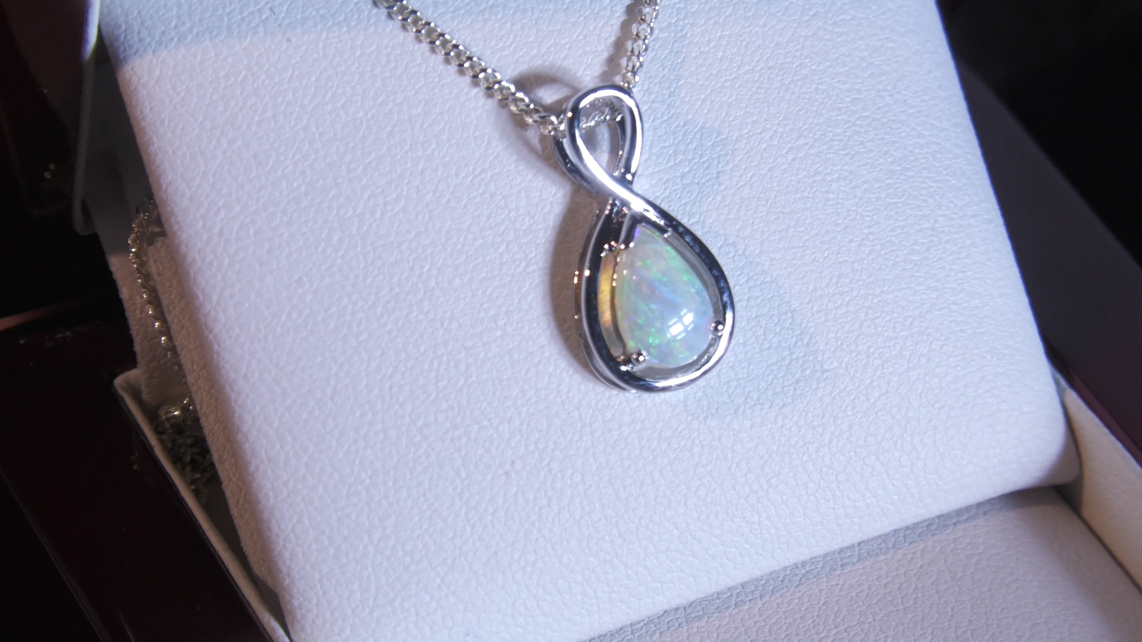 Sterling Silver Figure Eight Pendant, Solid 100% Natural Crystal Opal ...