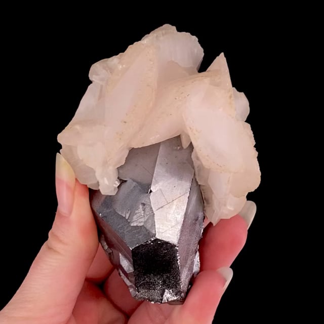 Calcite (manganese-bearing) on Galena | Dalnegorsk, Primorskiy Kray, Russia