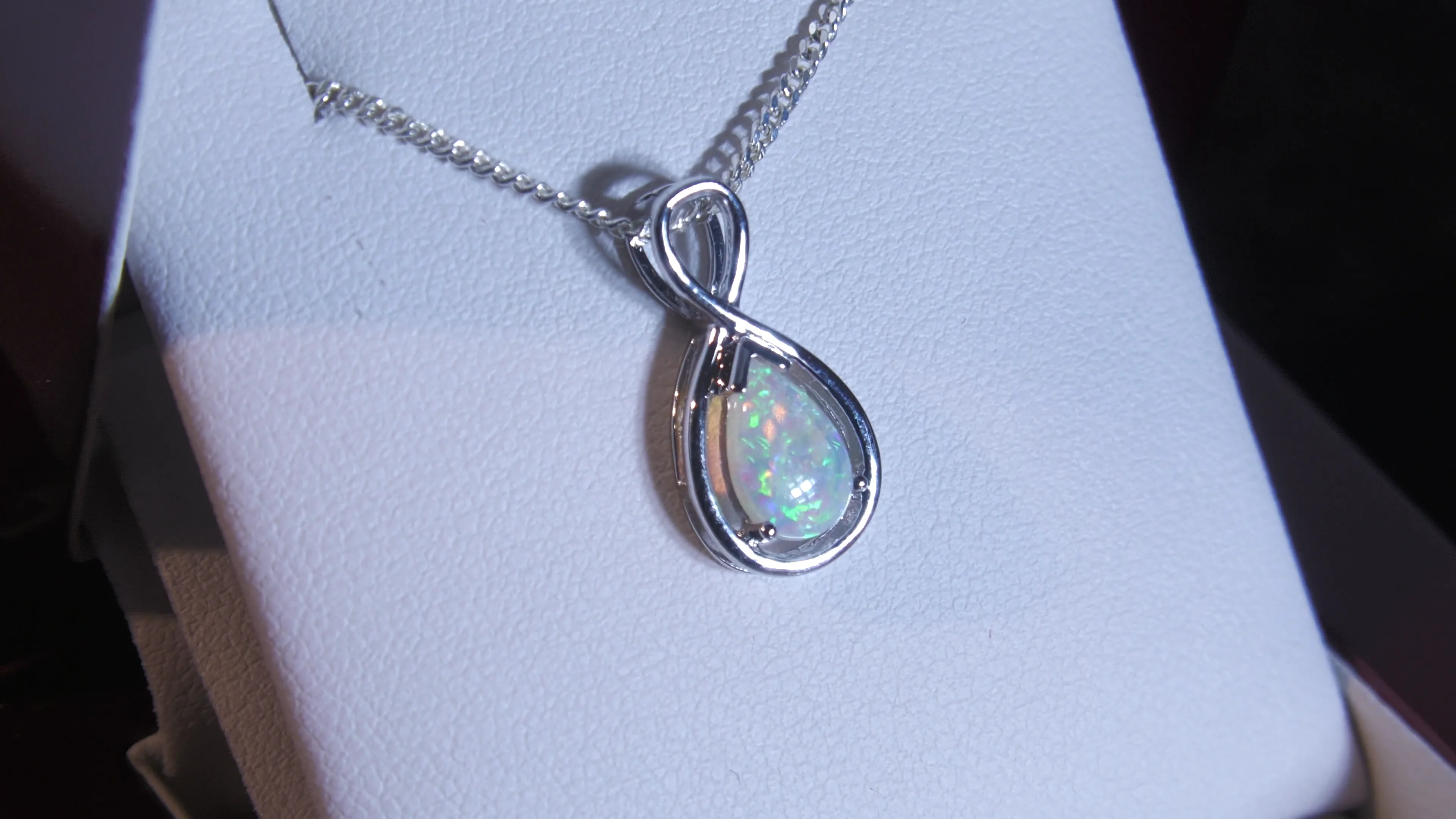 Sterling Silver Figure Eight Pendant, Solid 100% Natural Crystal Opal ...