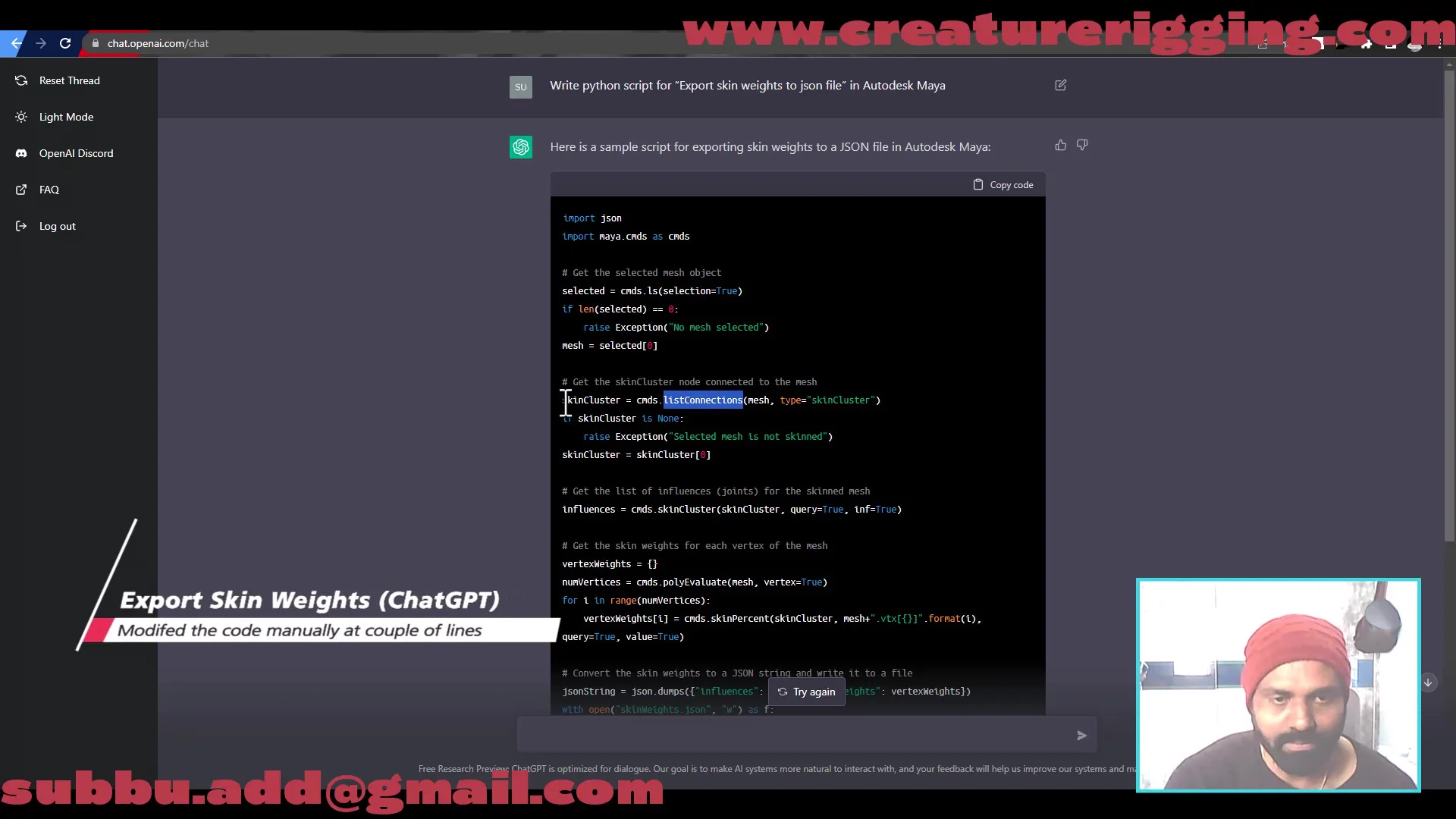 OpenAI's ChatGPT (Part 01): A Game Changer -For Auto Maya Python Code Generation on Vimeo