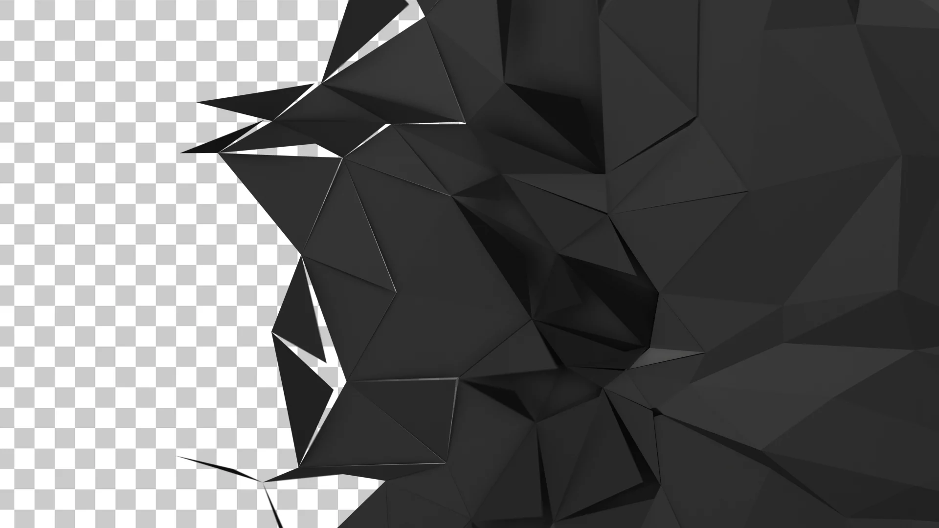4K 3D Triangle Polygons Fill Screen Transition on a Dark Background