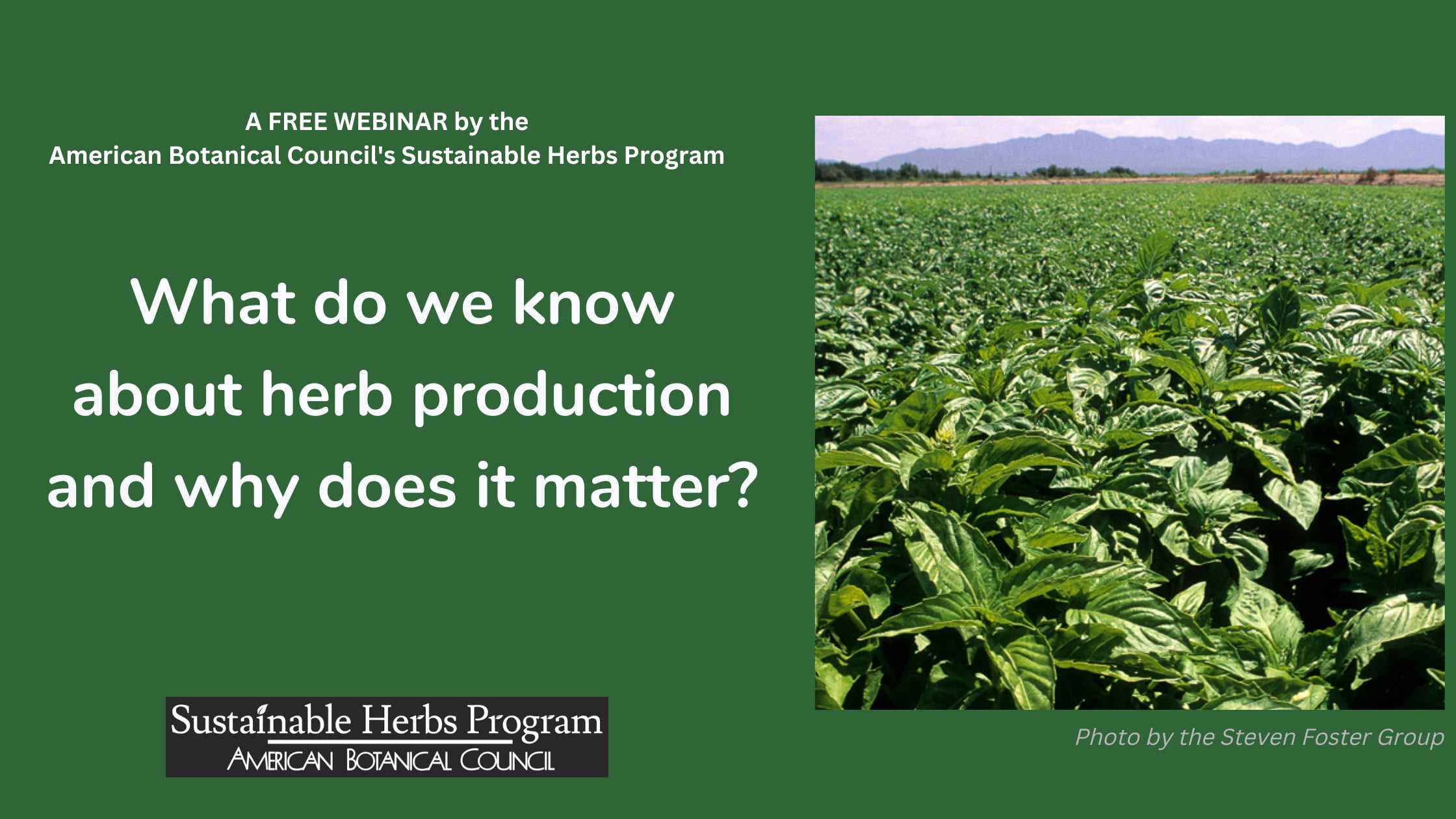 What We Do and Do Not Know about Herb Production and Why it Matters on ...