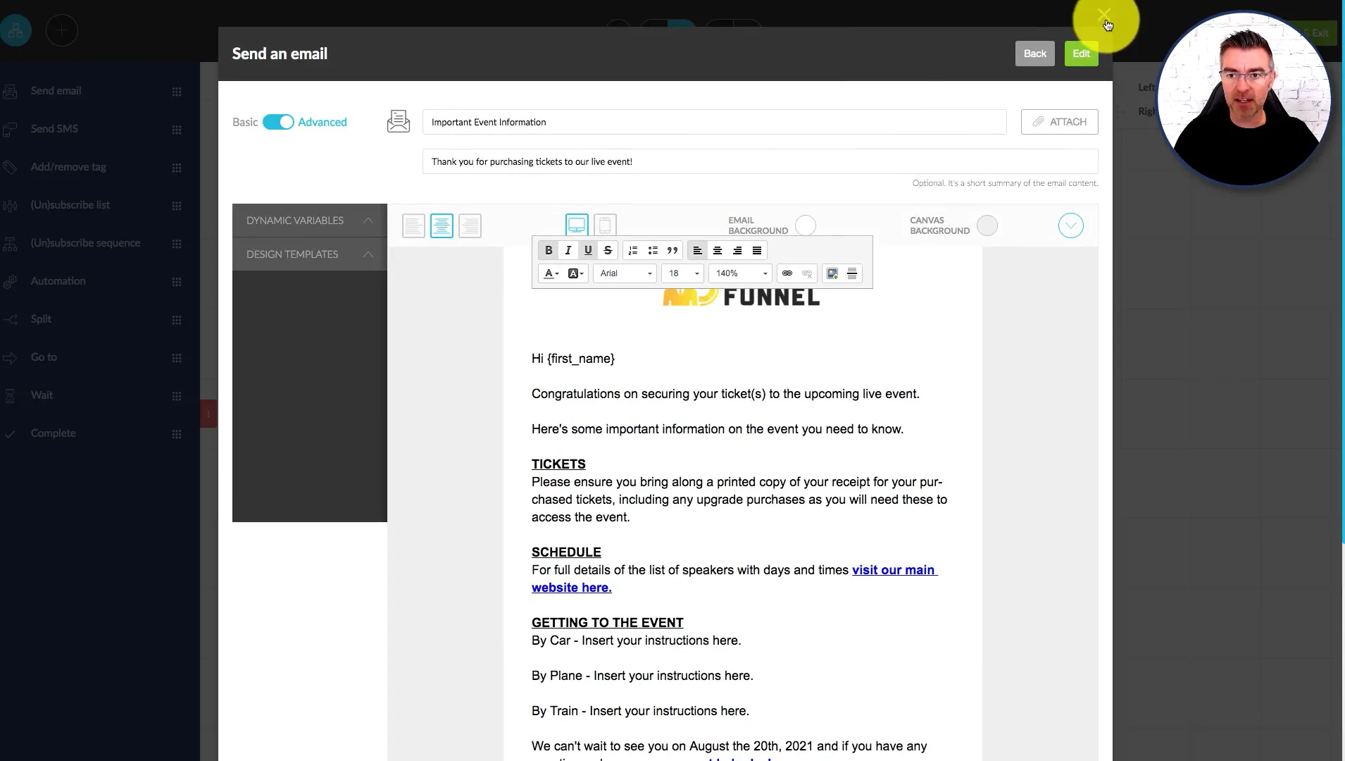 Live Event Funnel - How To Edit The Email Sequences on Vimeo