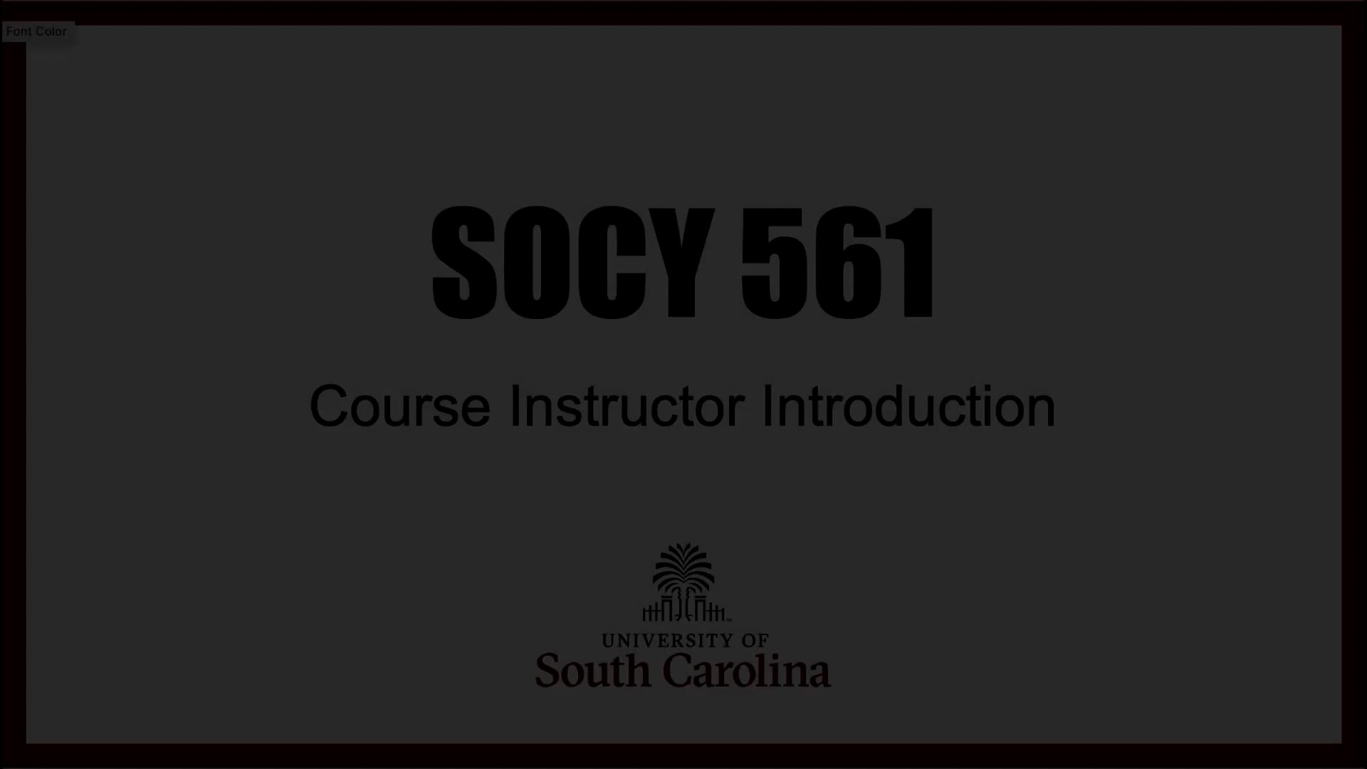 SOCY 561 - SOCY 561 Course Instructor Introduction.mp4 on Vimeo