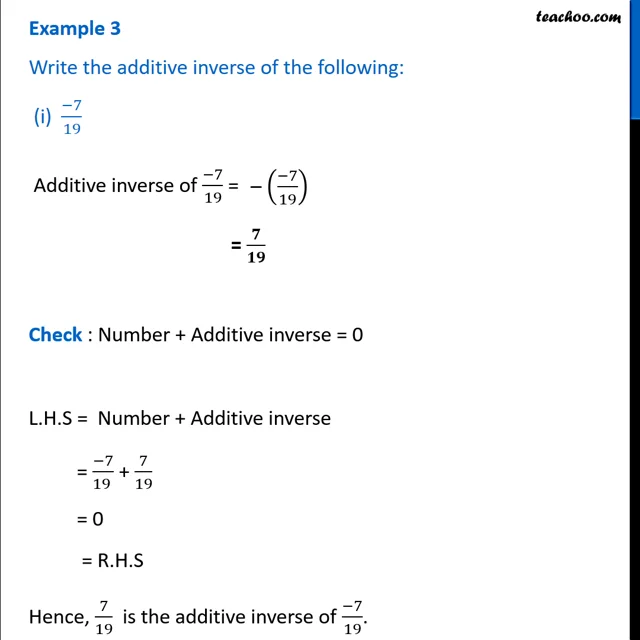 Additive Inverse Examples