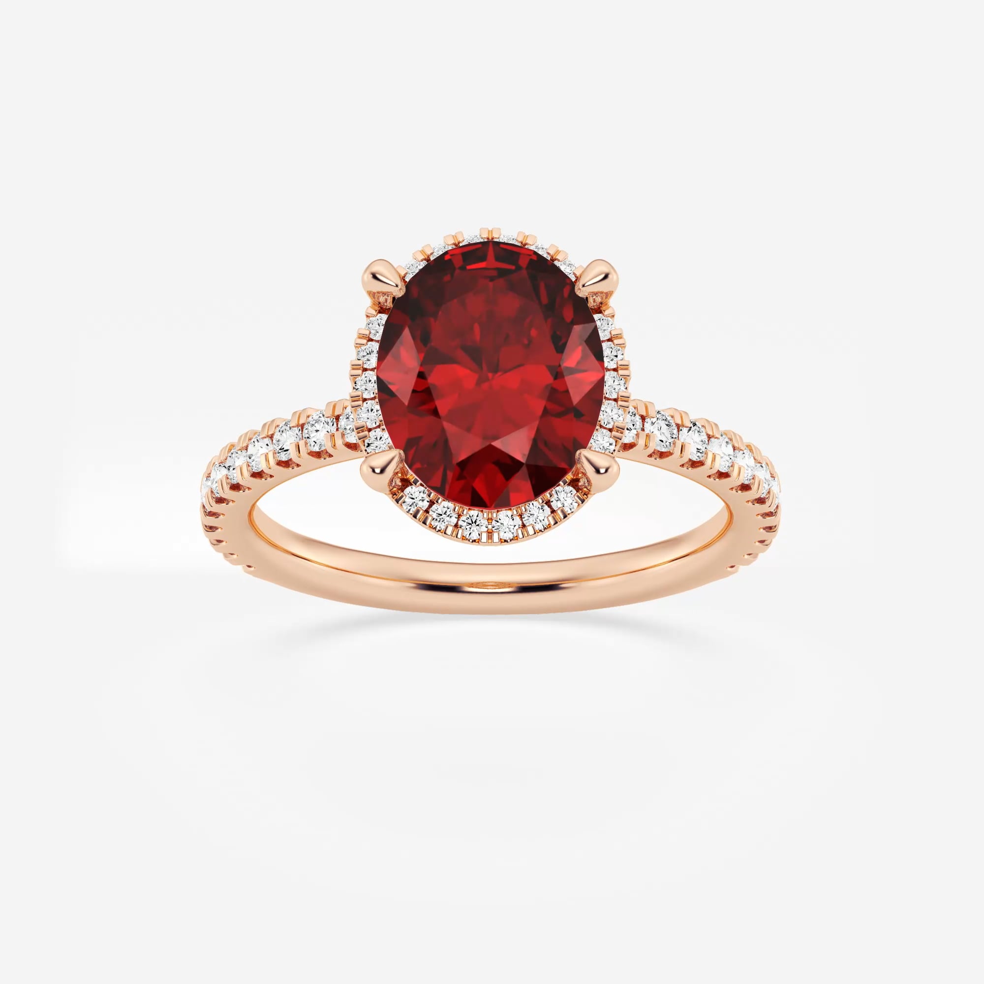 10x8mm Oval Cut Created Ruby and 2/5 ctw Lab Grown Diamond Halo ...