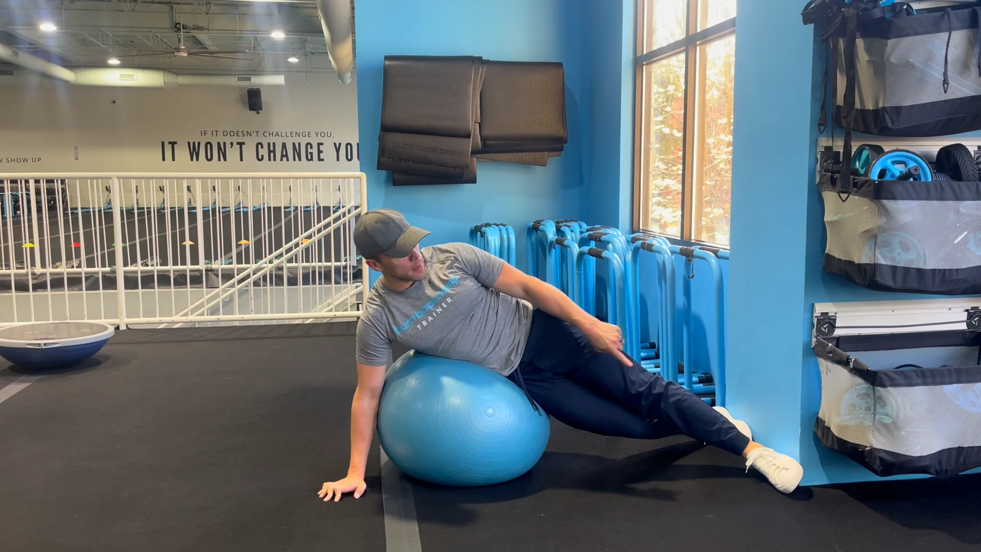 Stability Ball Oblique Crunches