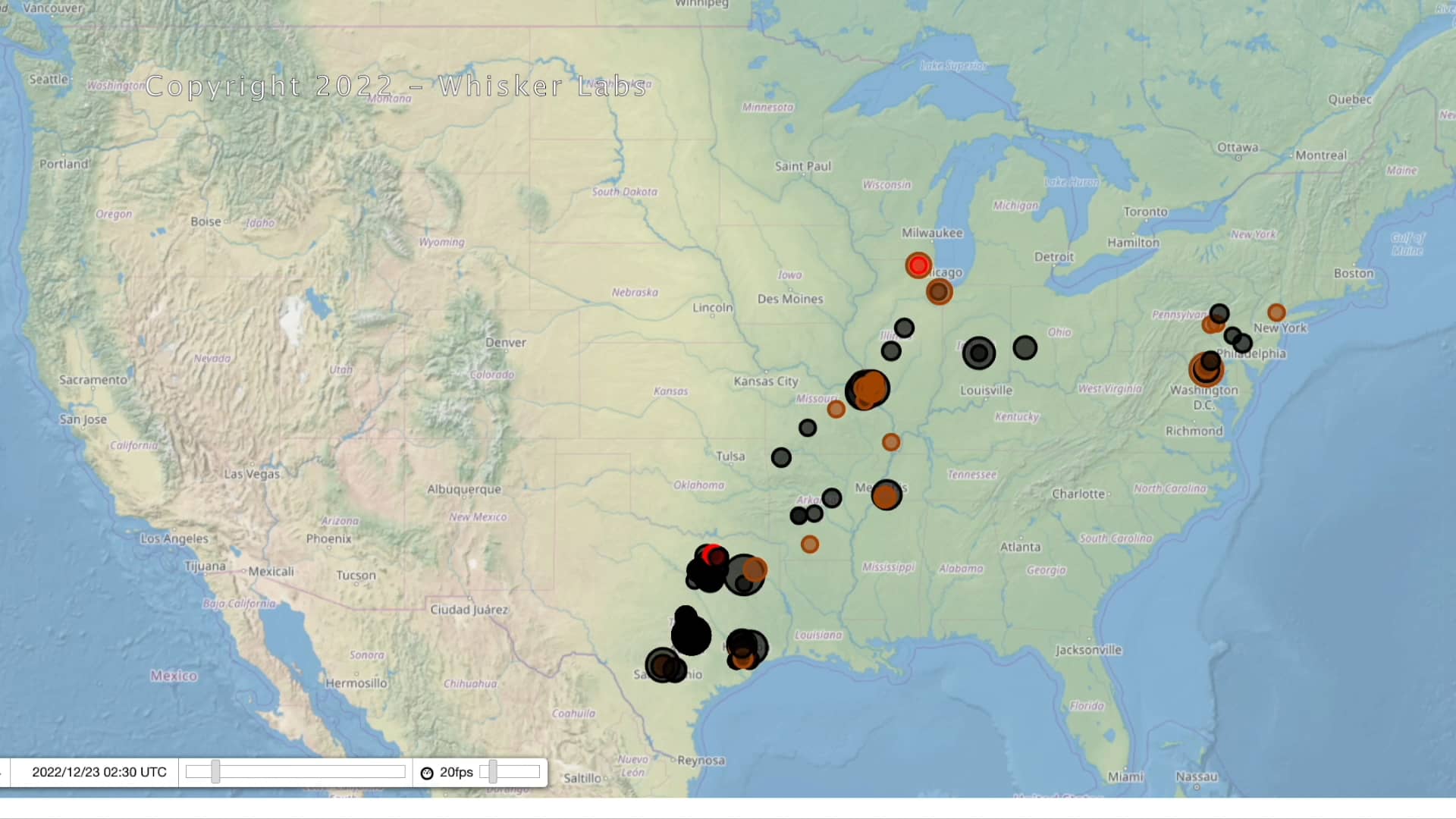 Dec 22/23 2022 Winter Storm Grid Events Loop - Whisker Labs Ting ...