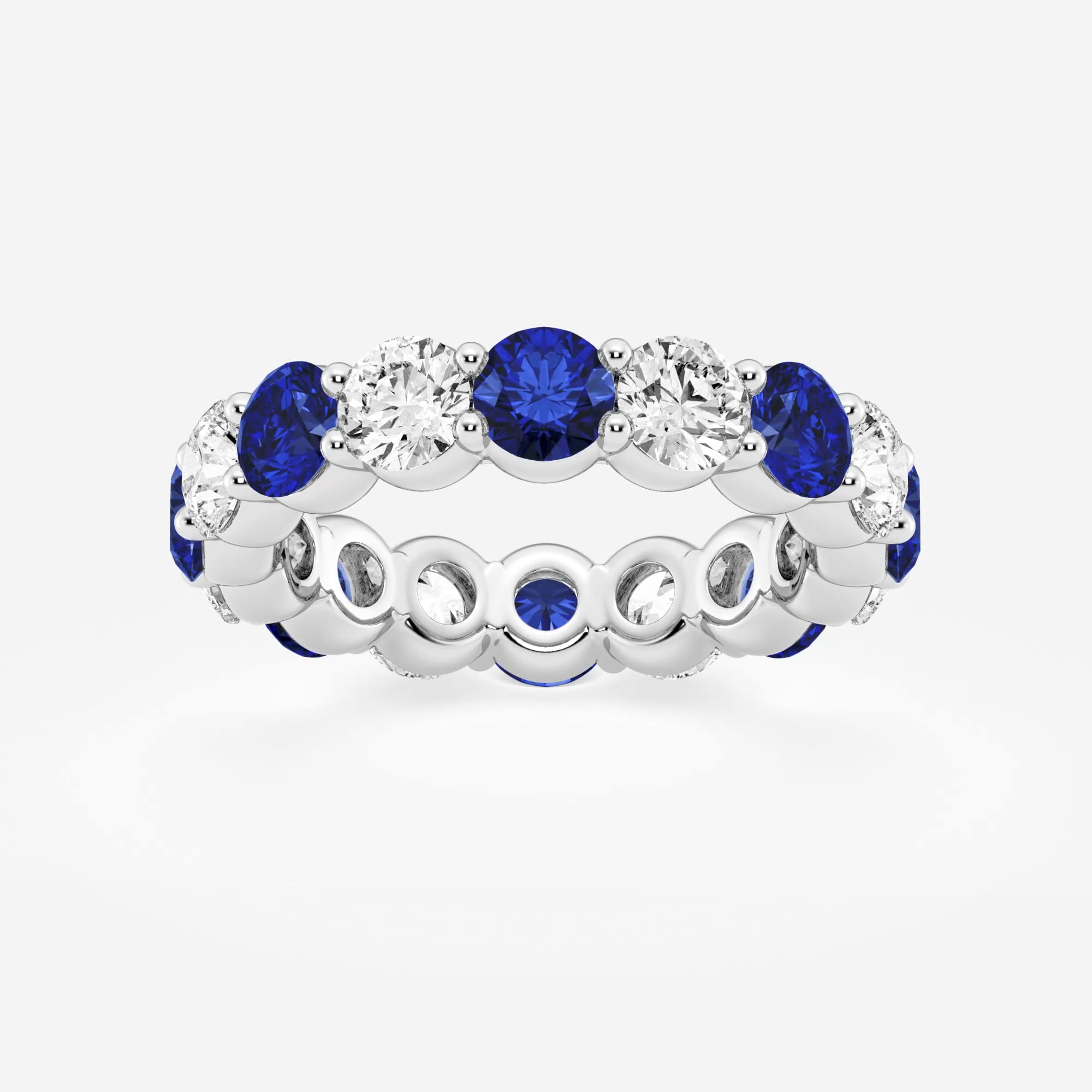 4.3 mm Round Cut Created Sapphire and 2 2/3 ctw Round Lab Grown Diamond ...