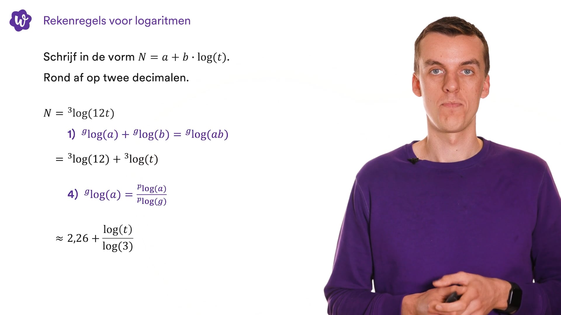 Rekenregels voor logaritmen (GR) oefenen | StudyGo