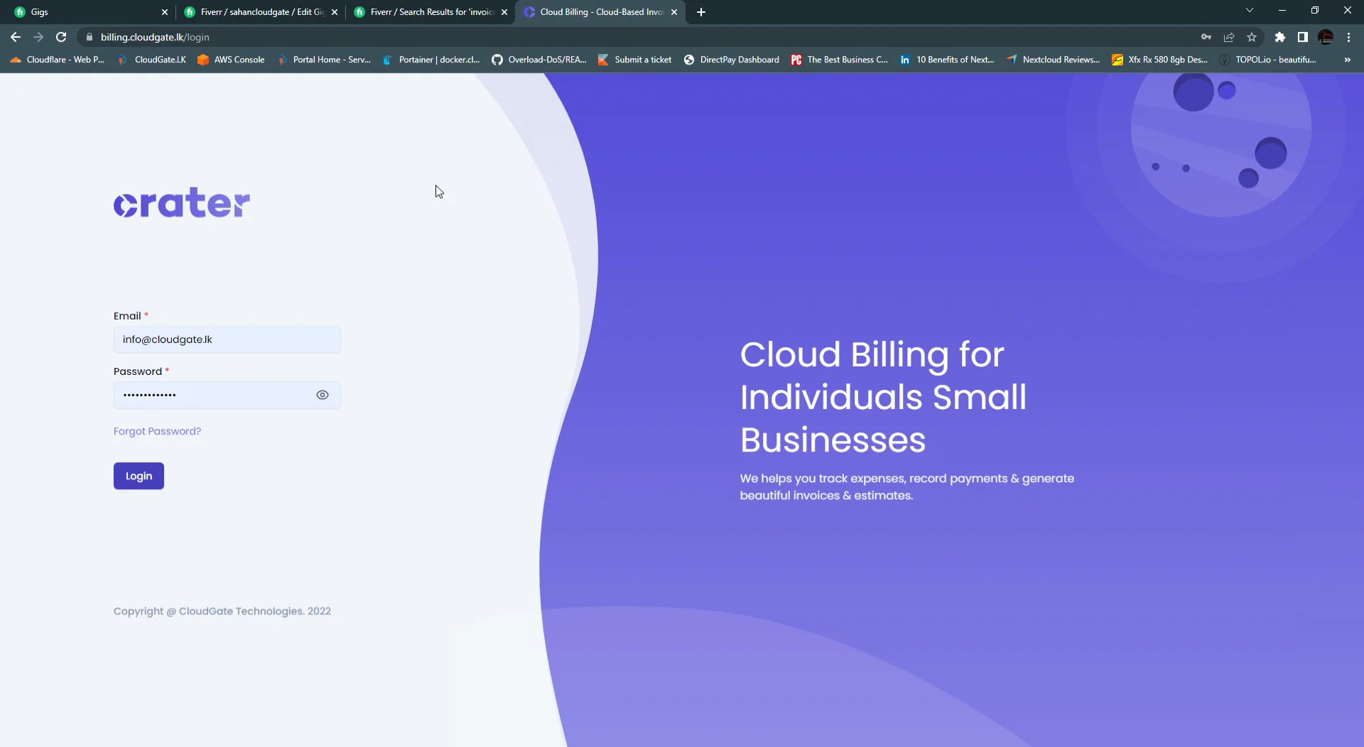 Cloud Billing - Cloud-Based Invoicing Platform - Google Chrome 2022-07 ...