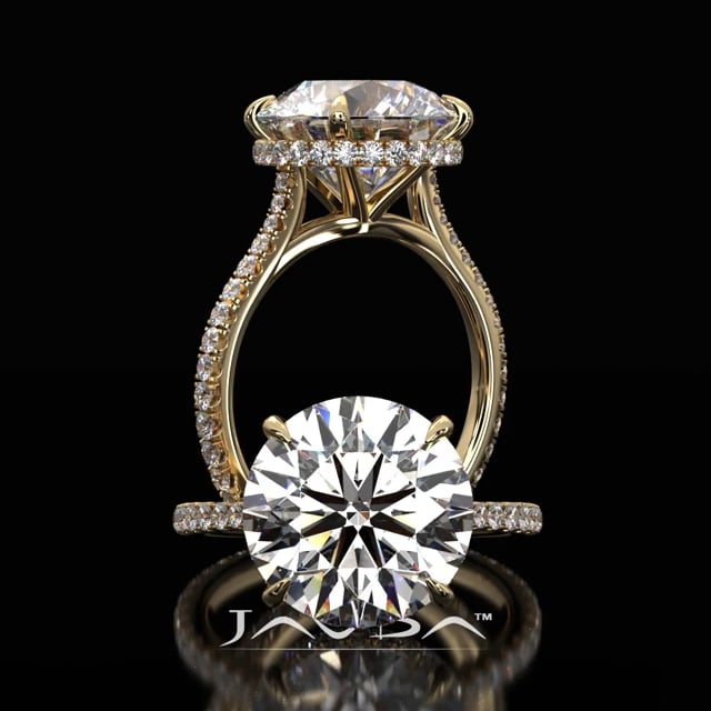 Diamond Engagement Heart Ring 14K White Gold Halo Pave Setting in javda ...