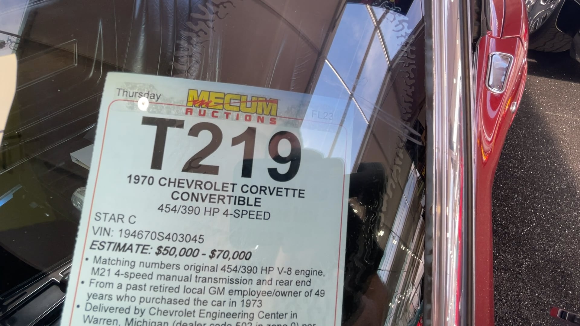 1970 Chevrolet Corvette Convertible | T219 | Kissimmee 2023