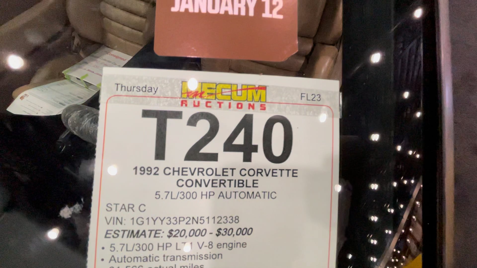 1992 Chevrolet Corvette Convertible | T240 | Kissimmee 2023