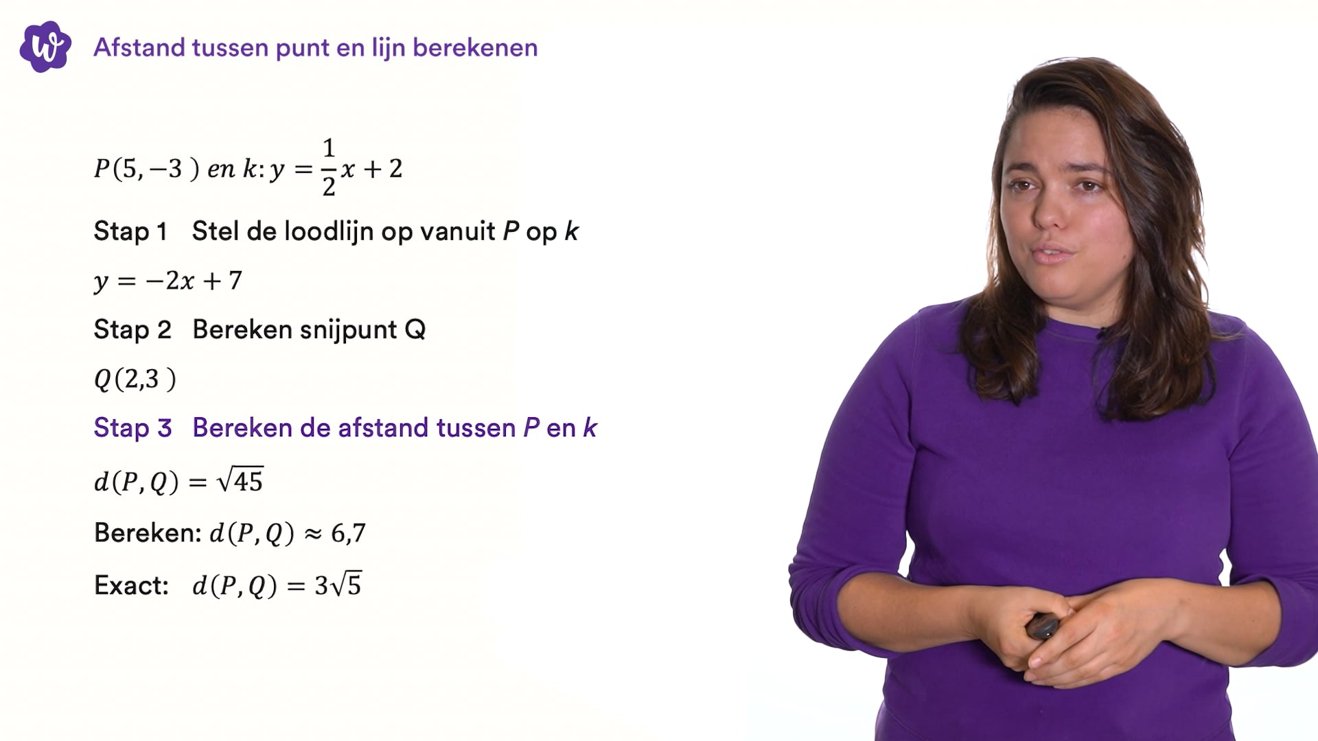 Afstand tussen punt en lijn berekenen oefenen | StudyGo