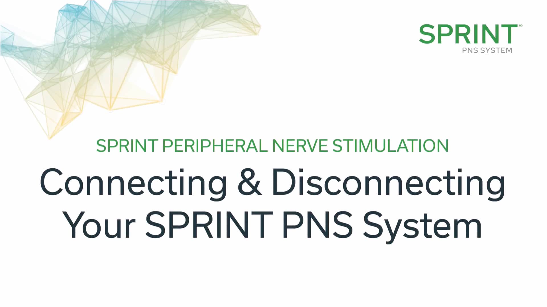Connecting & Disconnecting Your SPRINT PNS System on Vimeo
