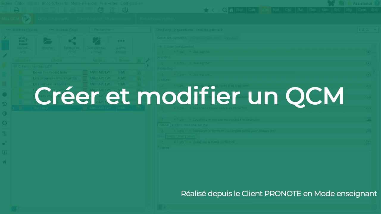 Les QCM avec PRONOTE - Créer et modifier un QCM on Vimeo