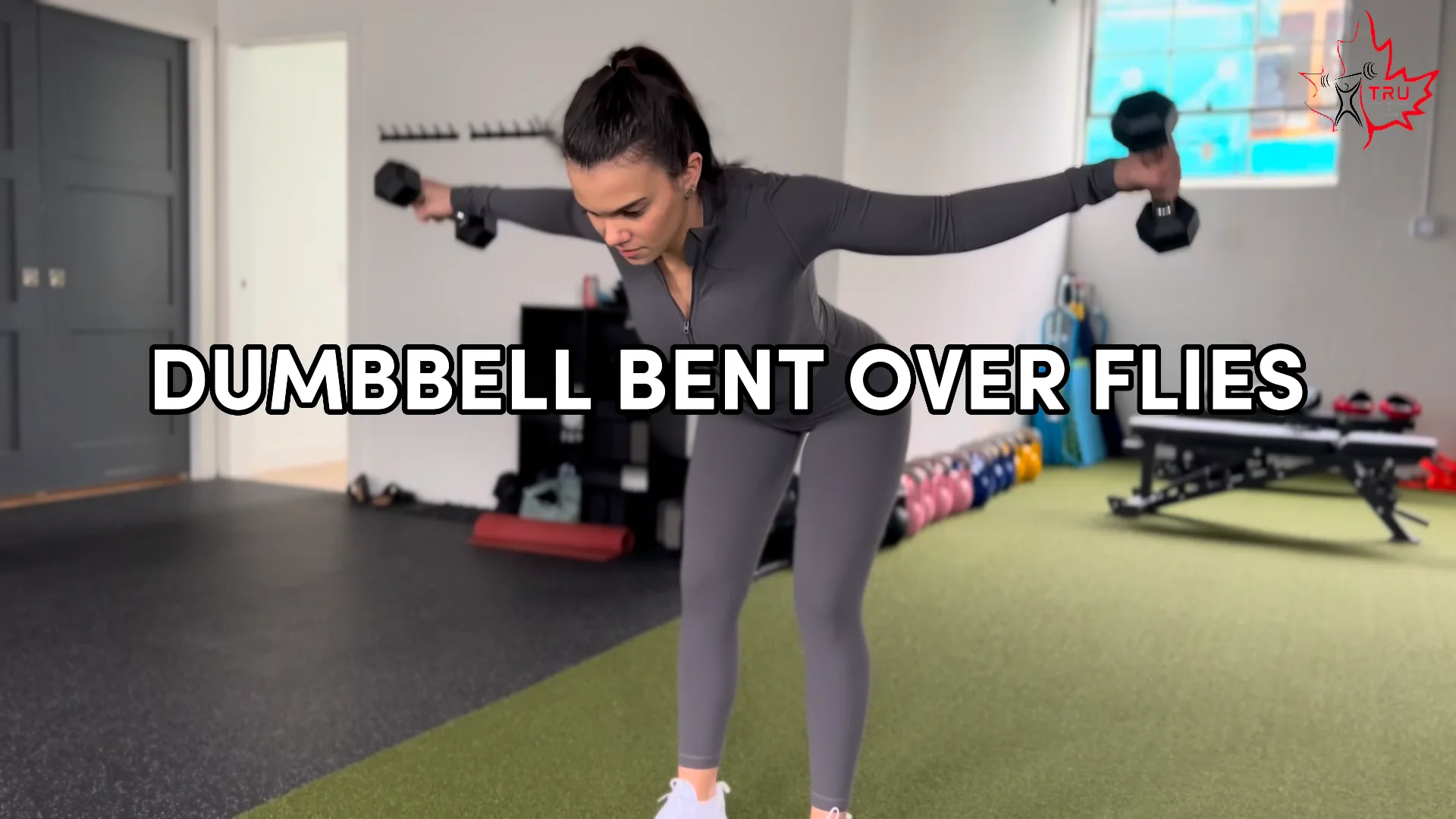 Dumbbell Bent Over Flies on Vimeo