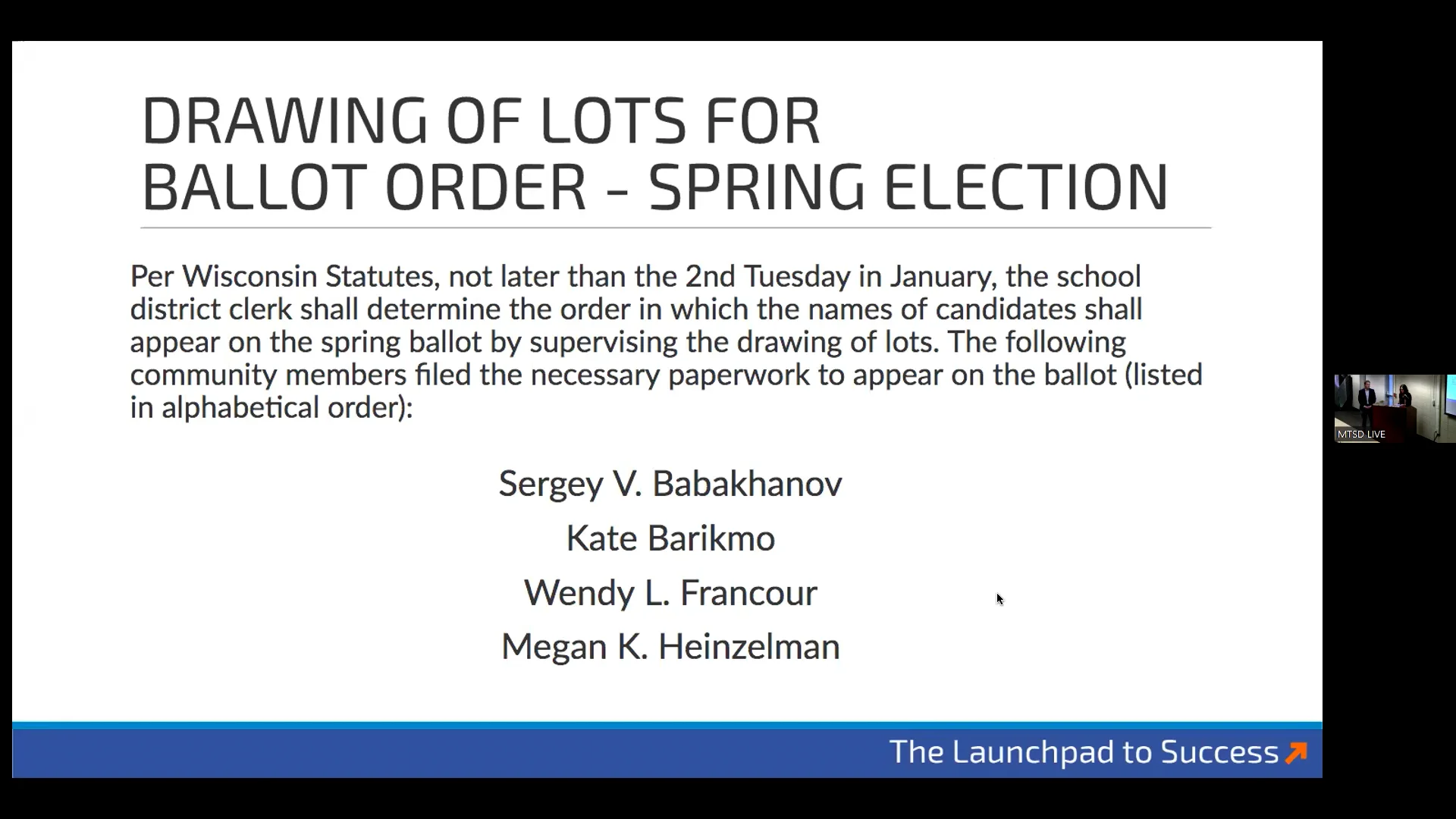 Drawing of Lots for Ballot Order - Spring 2023 Board Election on Vimeo